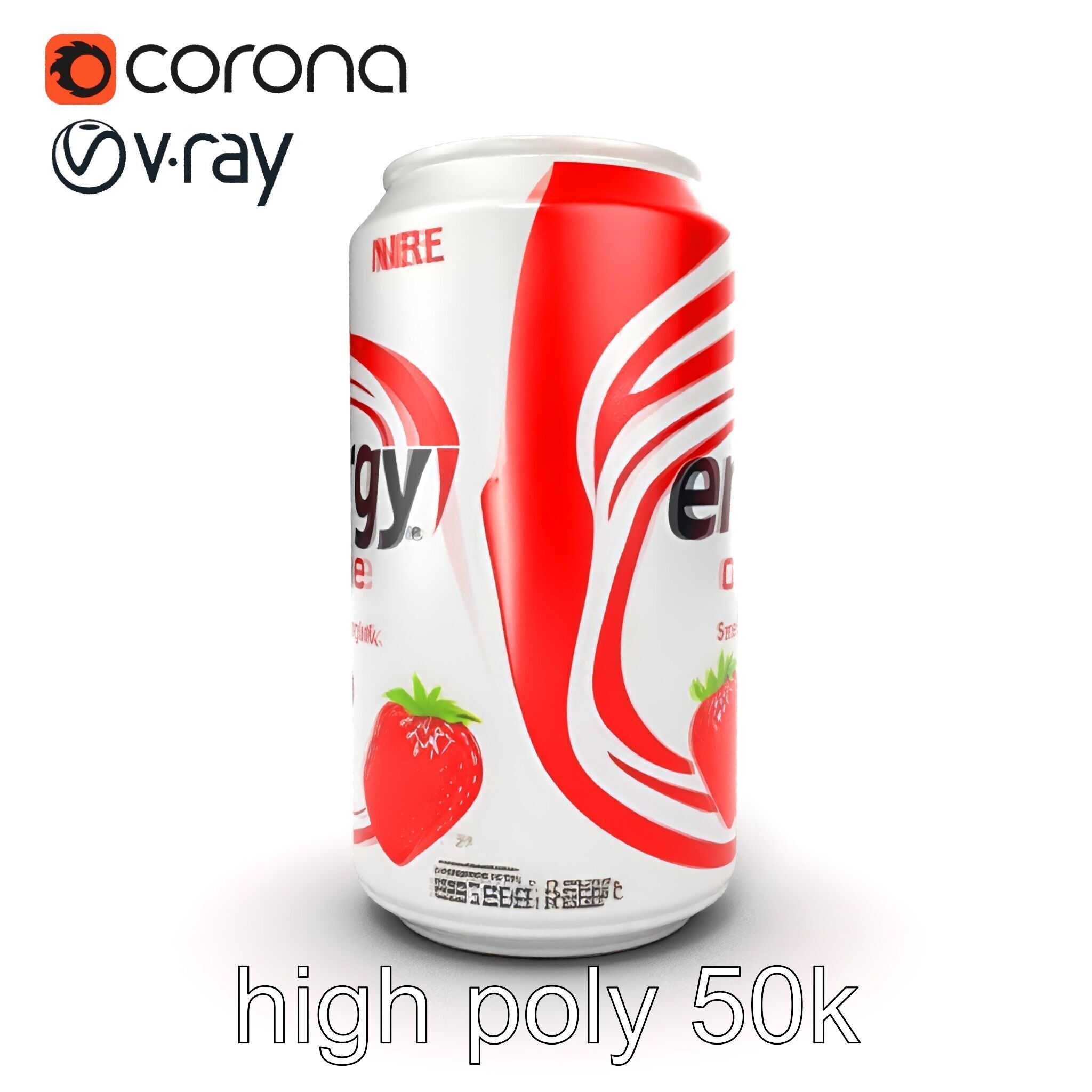 3D model Strawberry Energy Drink Can Detailed 3D Model Pack VR / AR ...