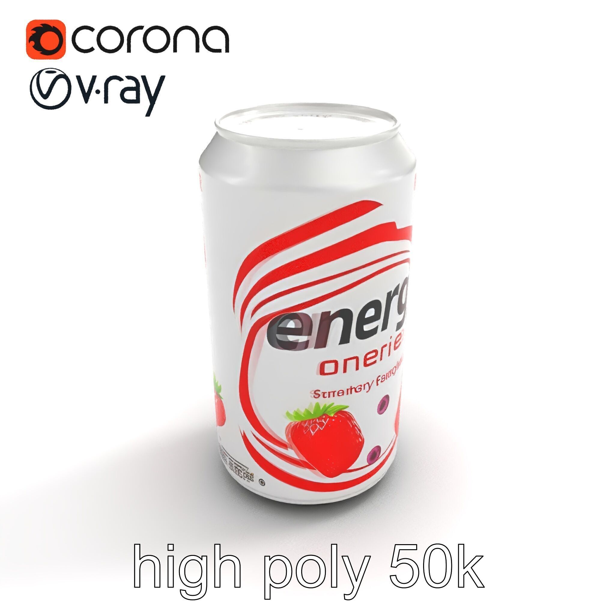 3D model Strawberry Energy Drink Can Detailed 3D Model Pack VR / AR ...