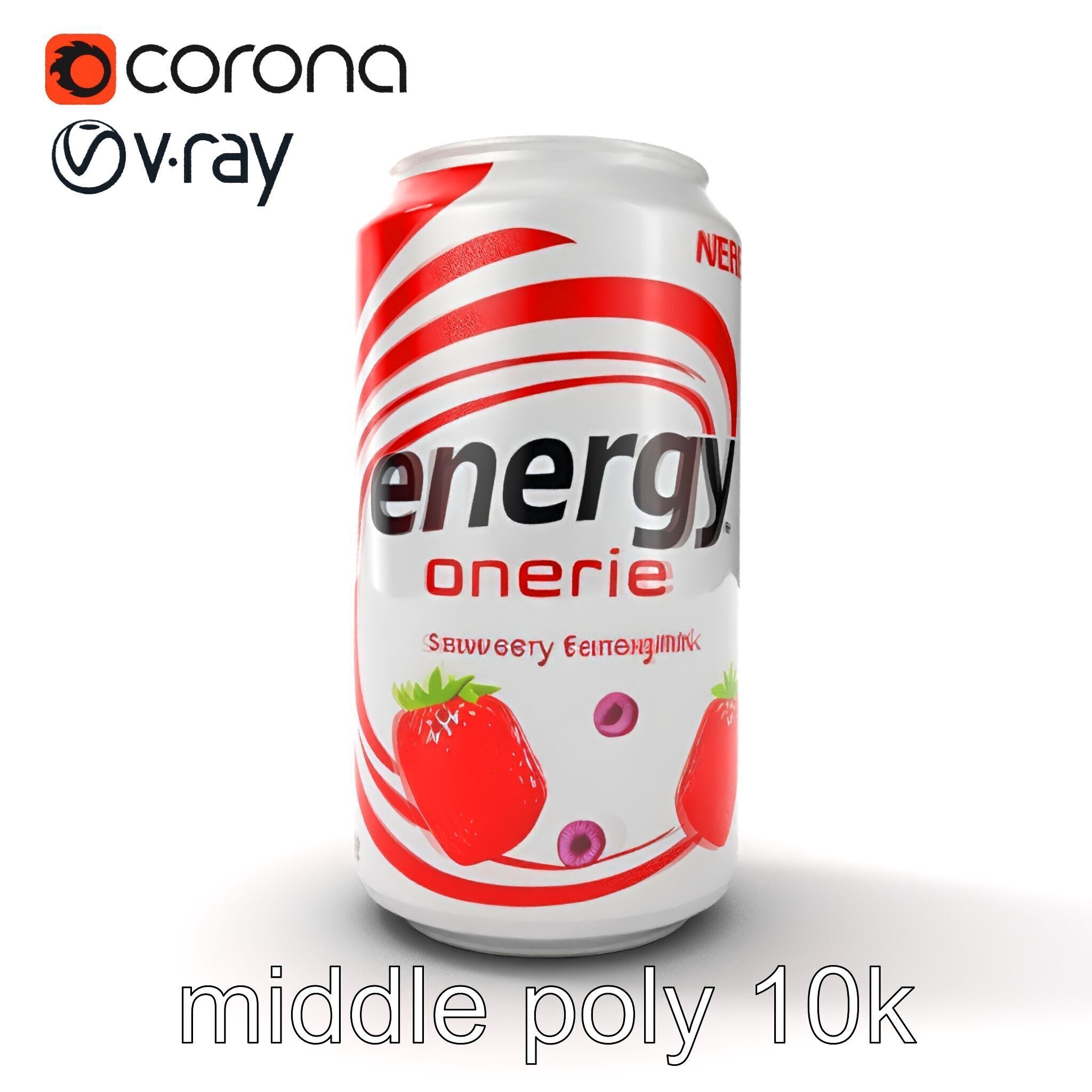 3D model Strawberry Energy Drink Can Detailed 3D Model Pack VR / AR ...