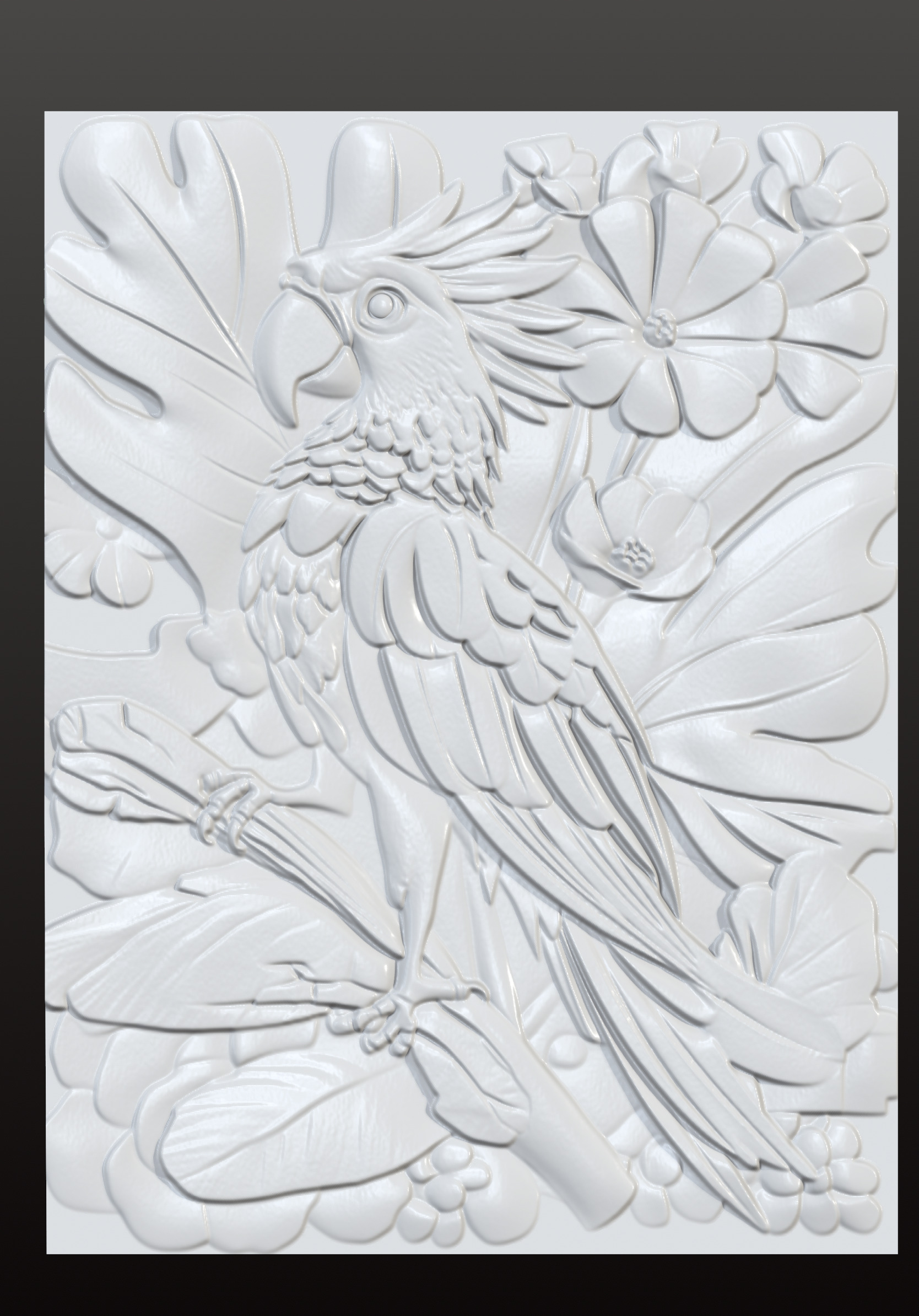 Parrot Relief 3D STL Model for CNC 3D Printing Bird Wall Decor 3D model ...