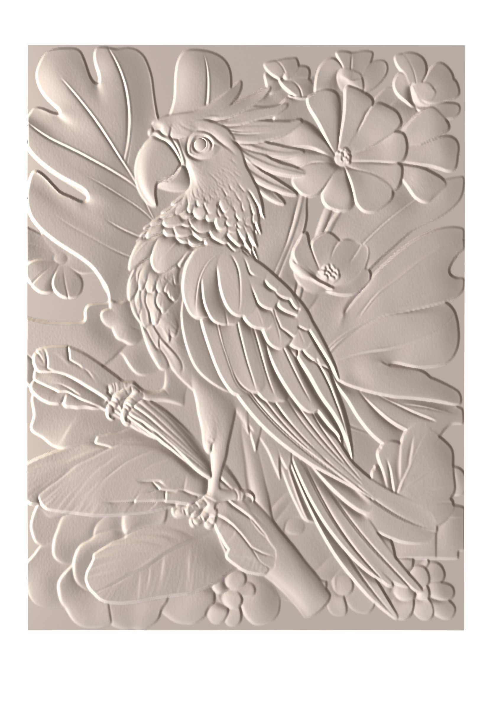 Parrot Relief 3D STL Model for CNC 3D Printing Bird Wall Decor 3D model ...