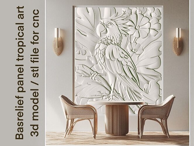 Parrot Relief 3D STL Model for CNC 3D Printing Bird Wall Decor 3D model ...