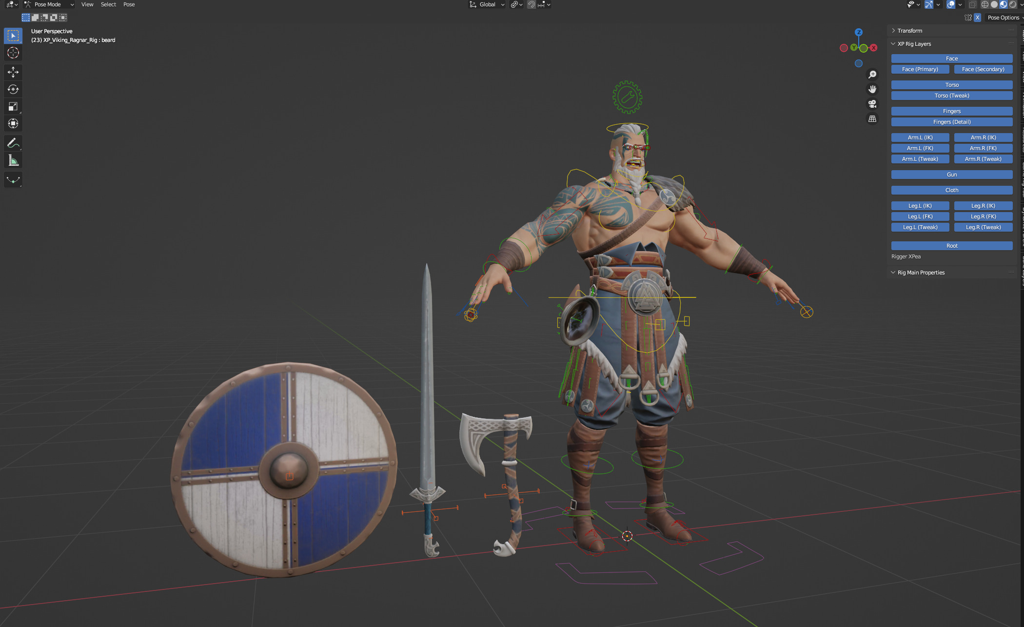 3D model Viking Ragnar Rig For Blender VR / AR / low-poly | CGTrader