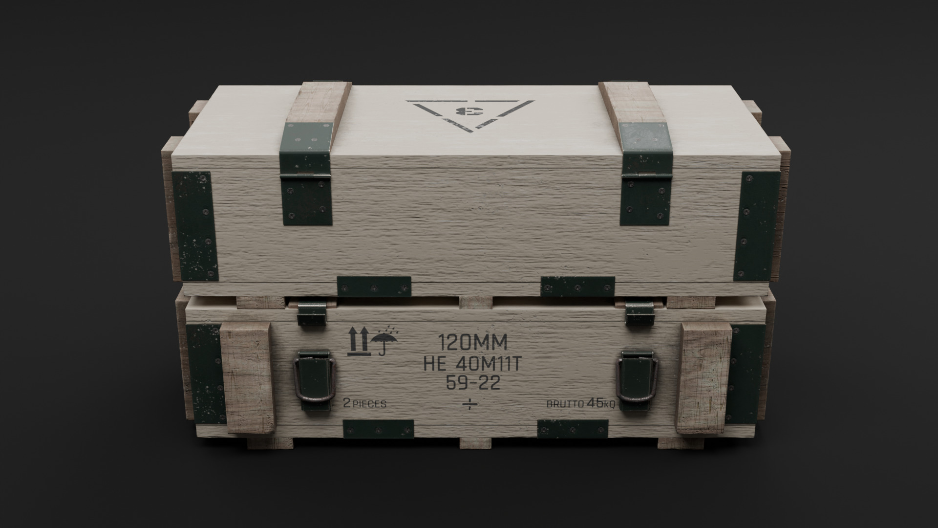 3D model Game-Ready Mortar Bomb Military Box Pack VR / AR / low-poly ...