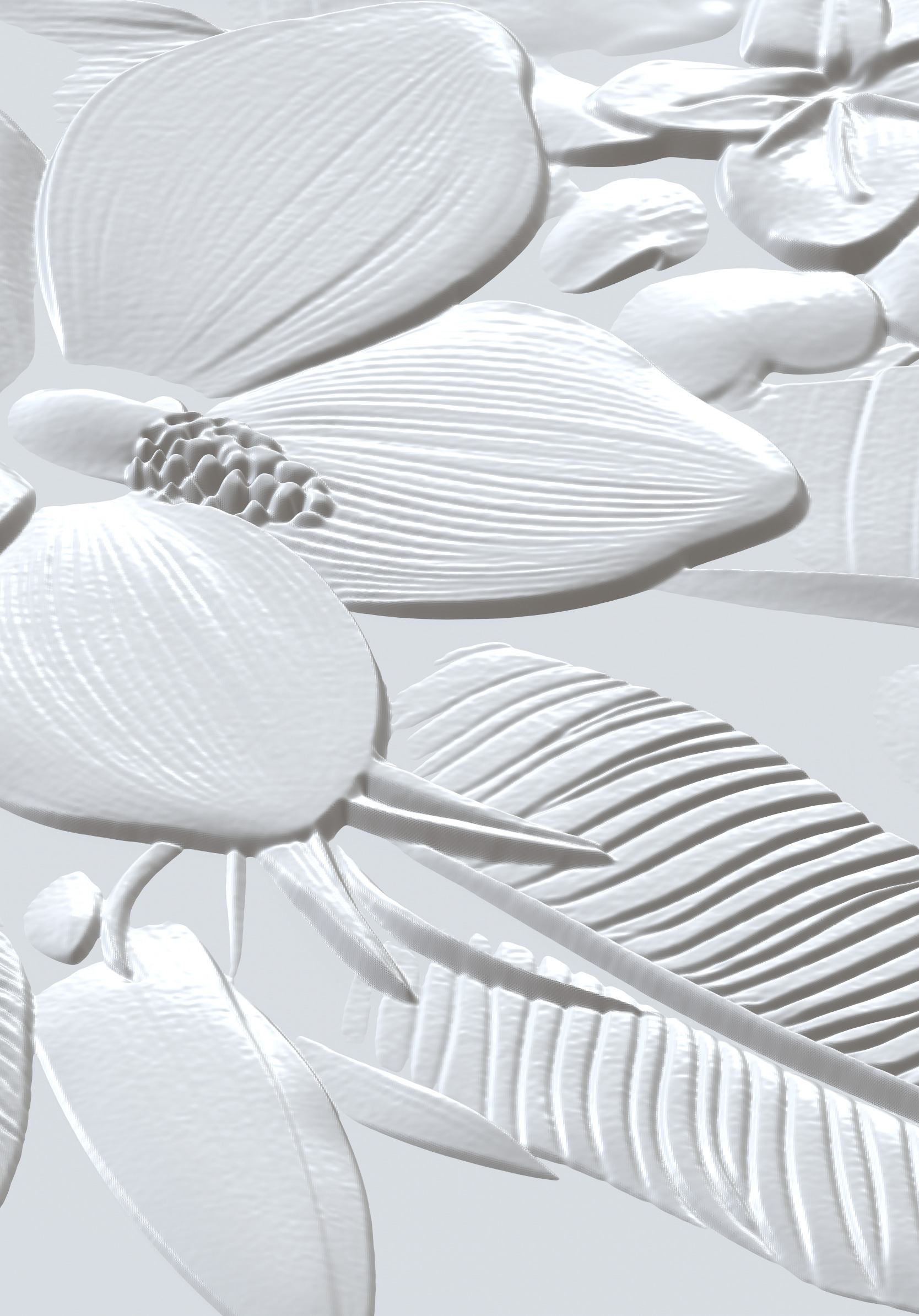 3d model of Tropical flower Basrelief panel cnc botanical art 3D model ...