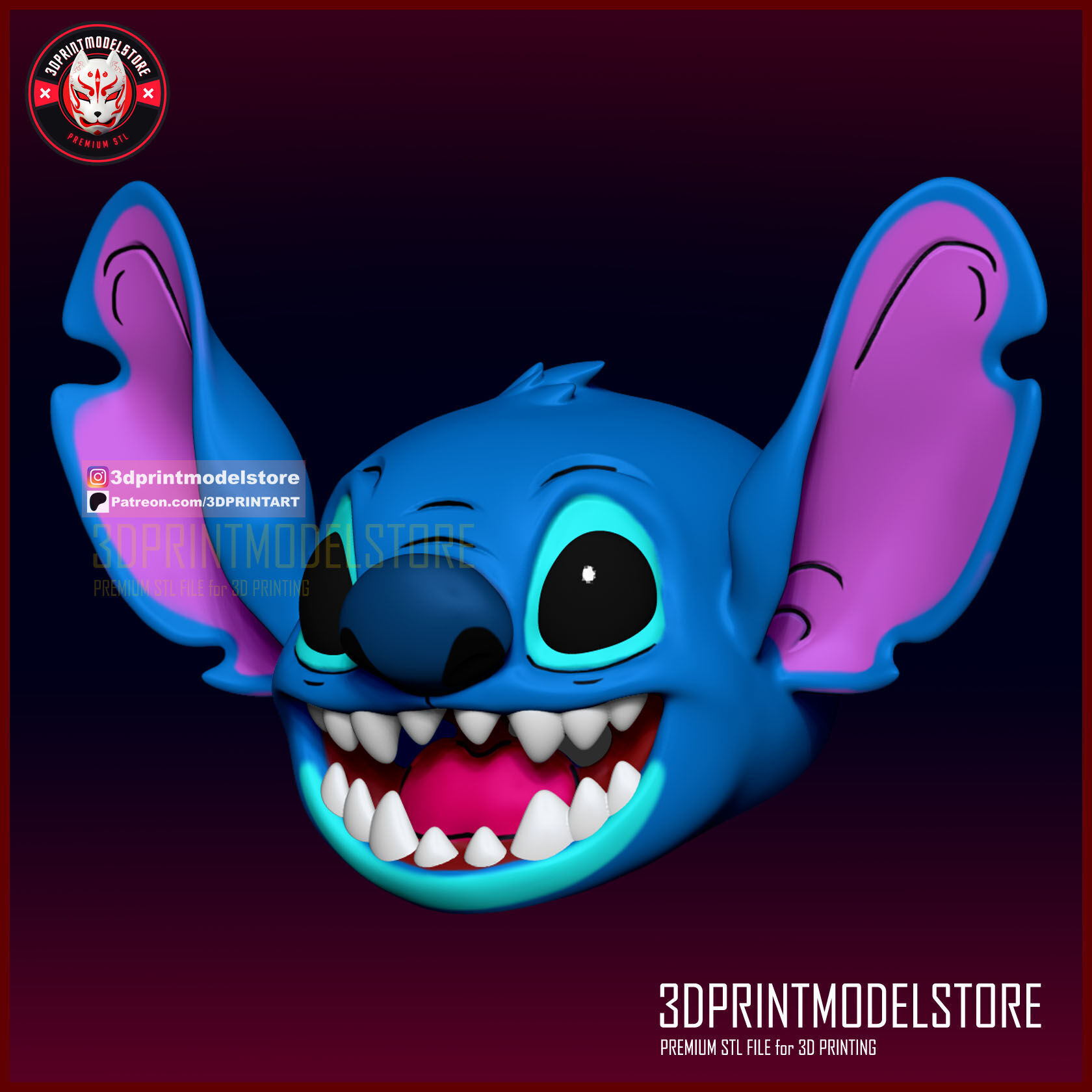 Lilo and Stitch - Stitch Mask - Cosplay Helmet - Cartoon 3D model 3D ...