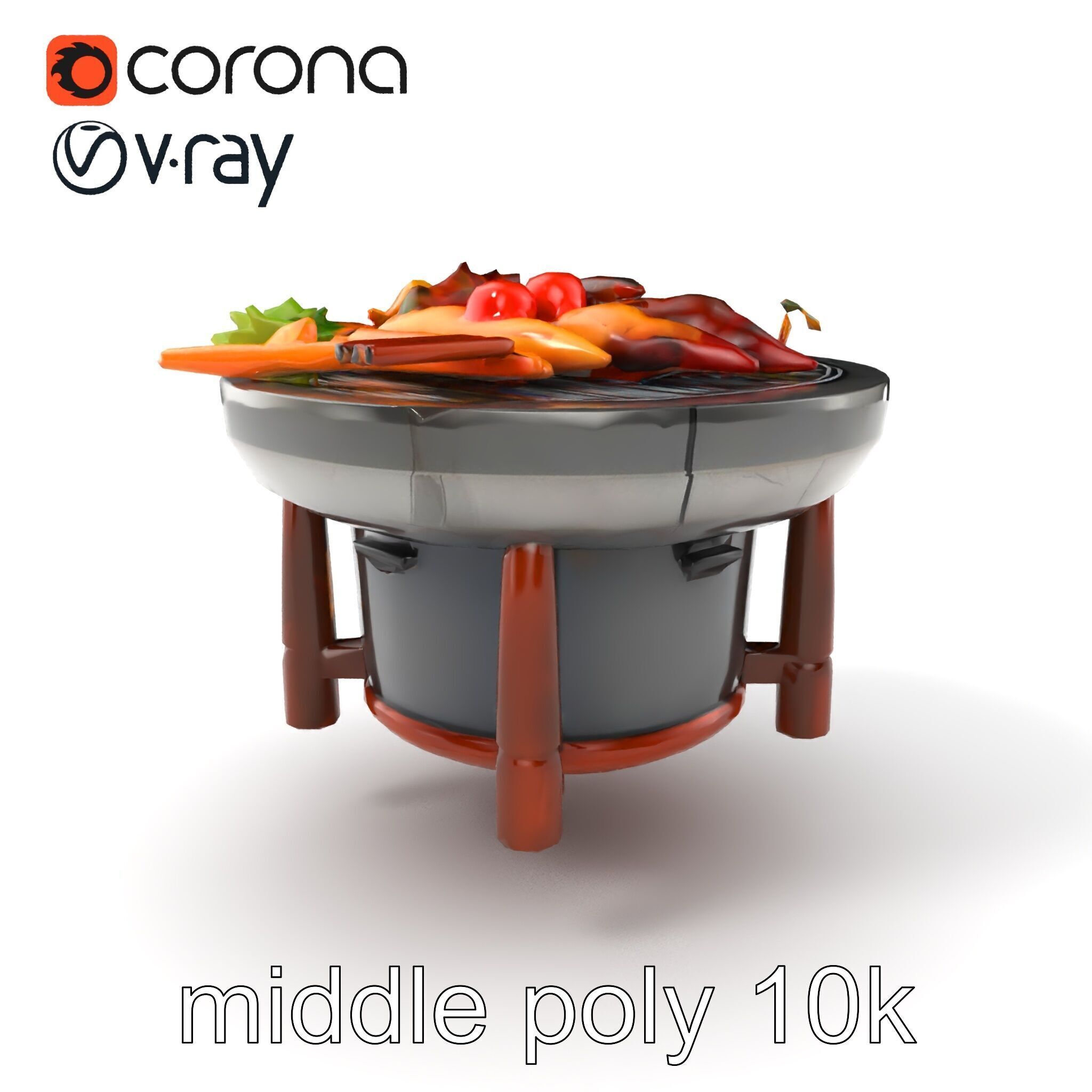 3D model Korean BBQ Grill Table Photorealistic Model Pack VR / AR / low ...