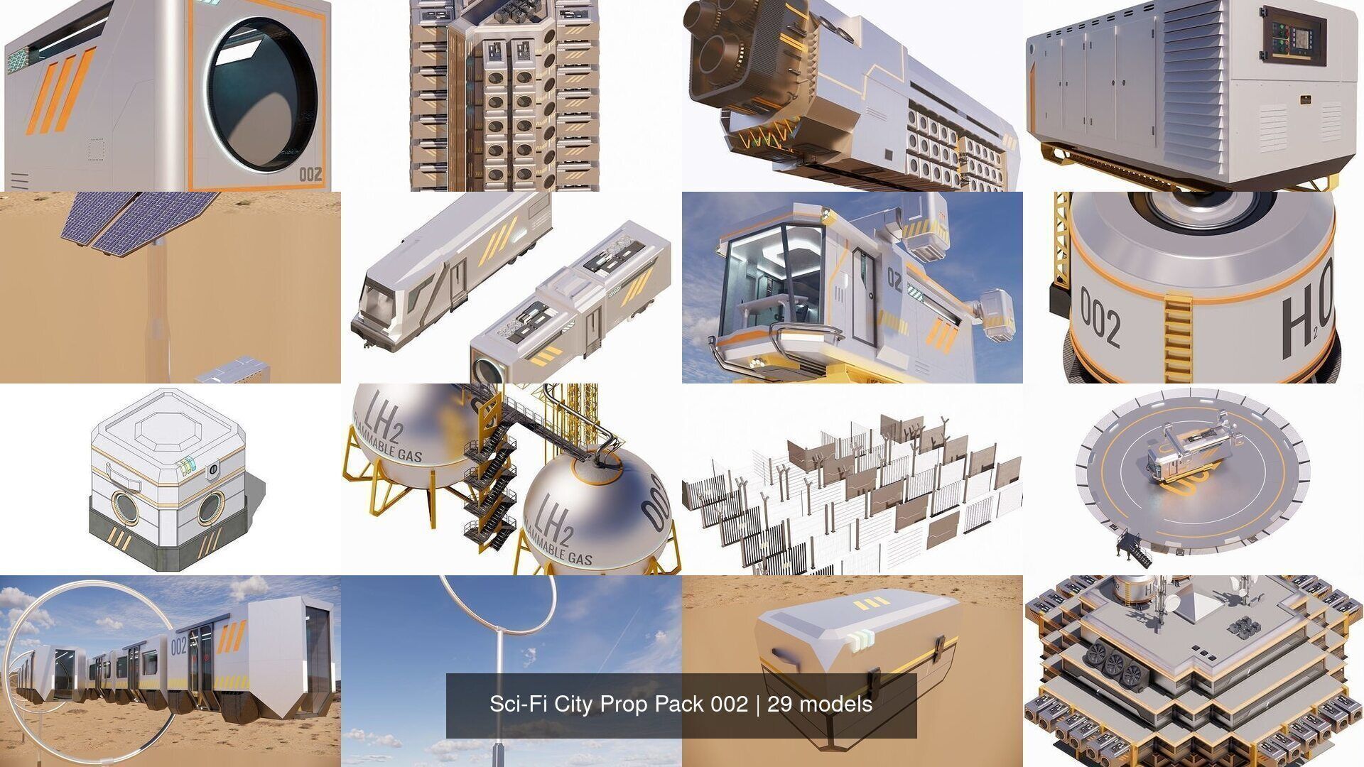 Sci-Fi City Prop Pack 002 3D Model Collection | CGTrader
