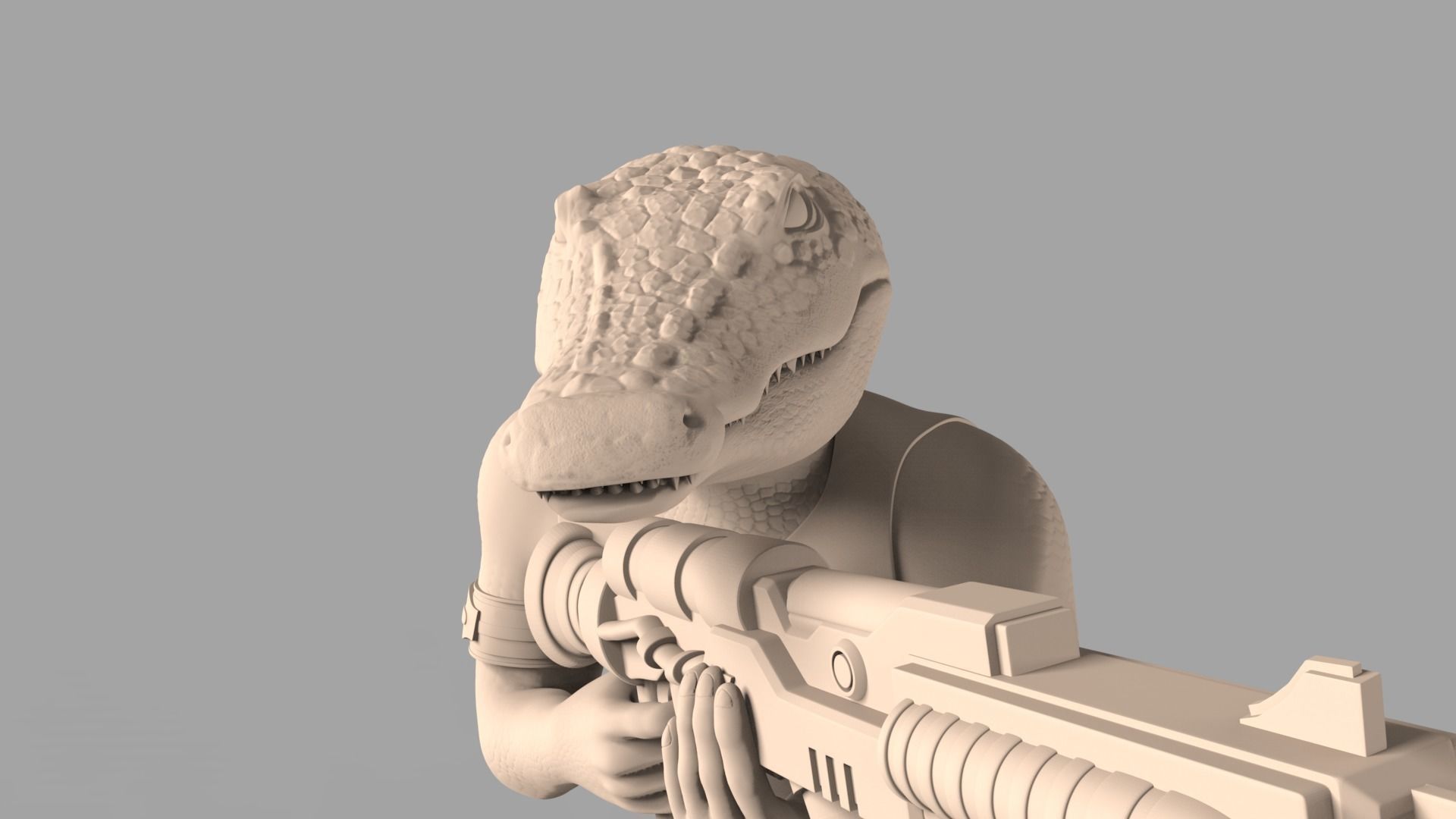 crocodile lizard with gun 3D model 3D printable | CGTrader