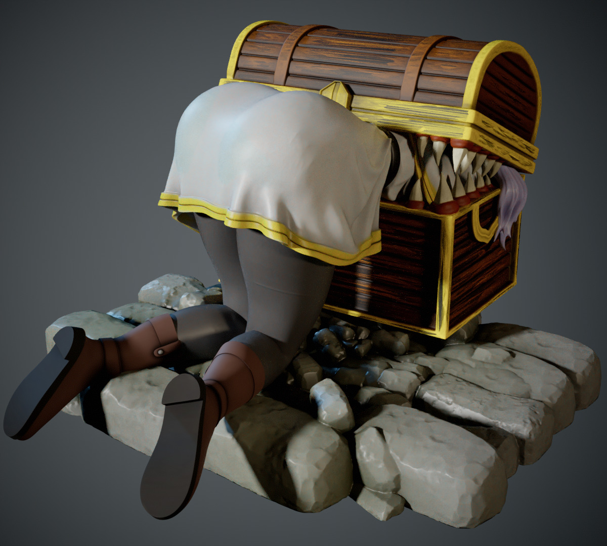Frieren and Chest 3D model 3D printable | CGTrader