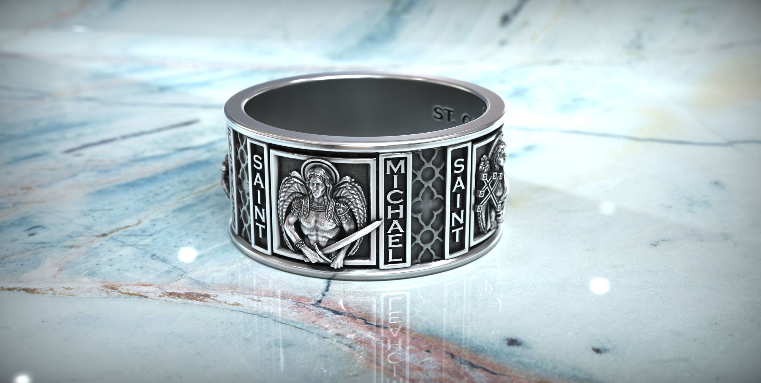 Archangels Protection Ring Saint Michael Gabriel Raphael Uriel 3D model ...