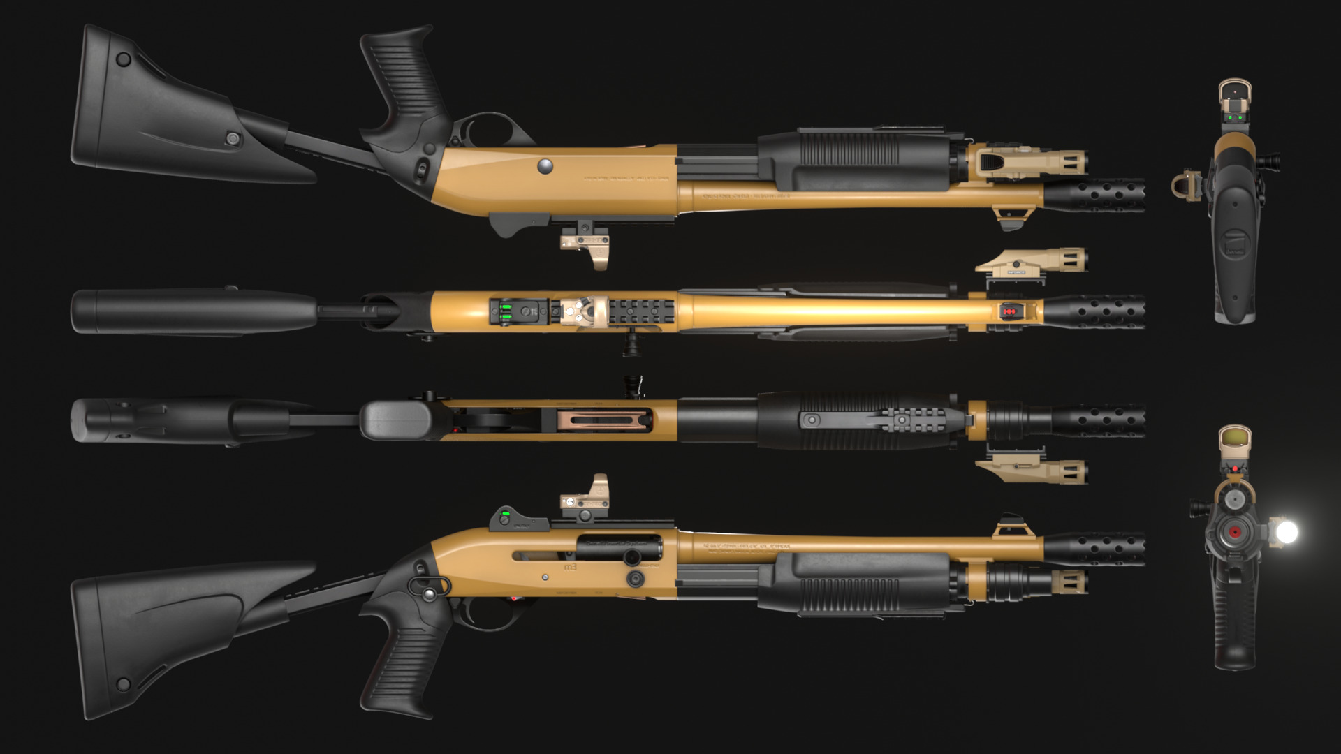 3D model Benelli M3A1 Pack - ADF Combat Shotgun System - Game Asset VR ...