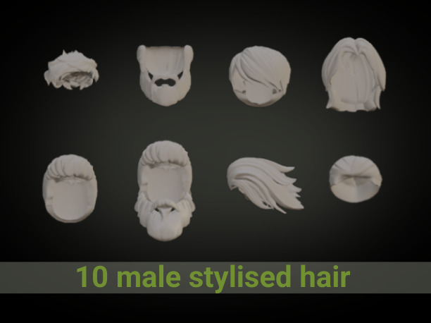 male stylised hair lowpoly free VR / AR / low-poly 3D model | CGTrader