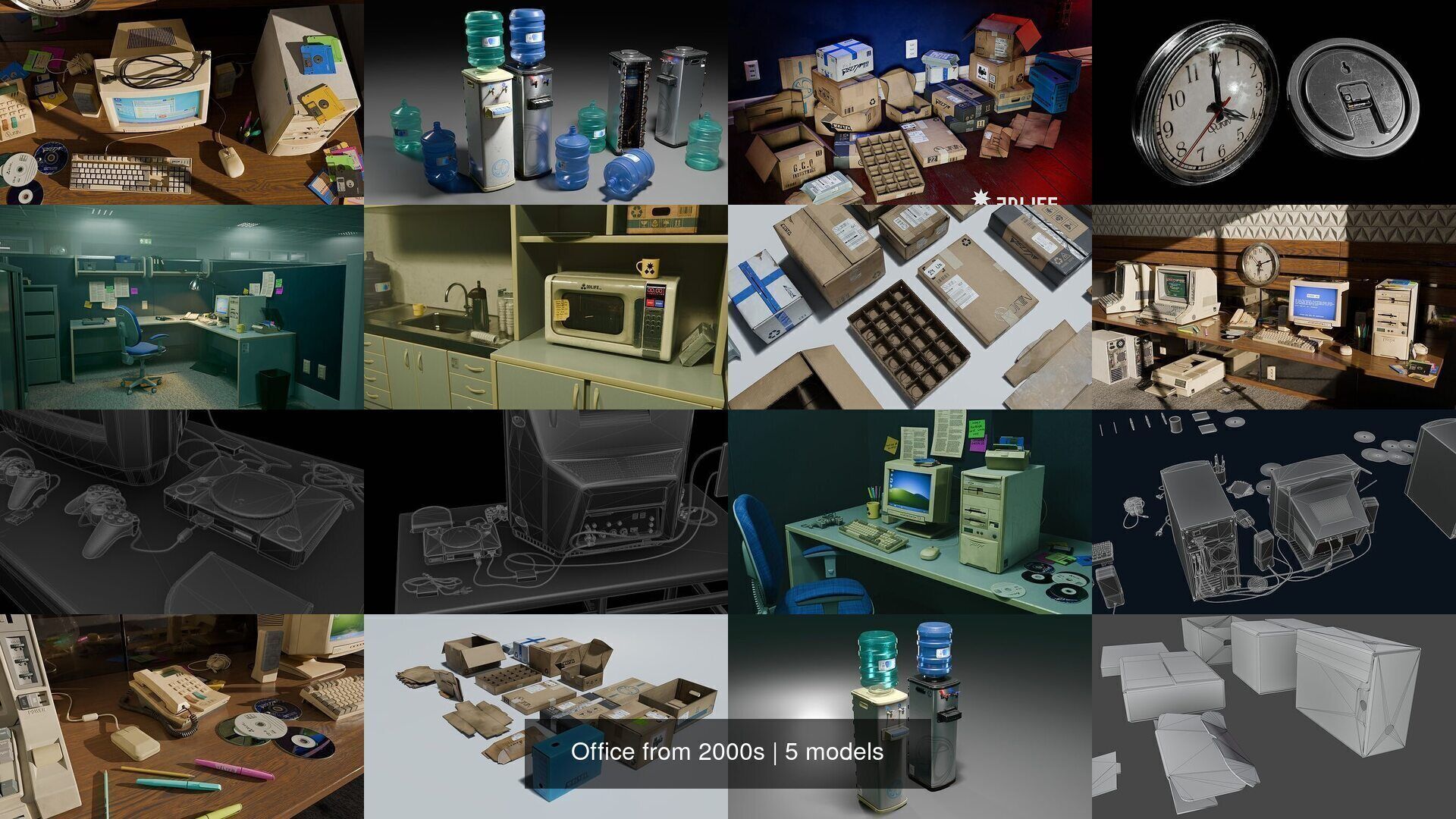 3D Model Collection Office from 2000s VR / AR / low-poly | CGTrader