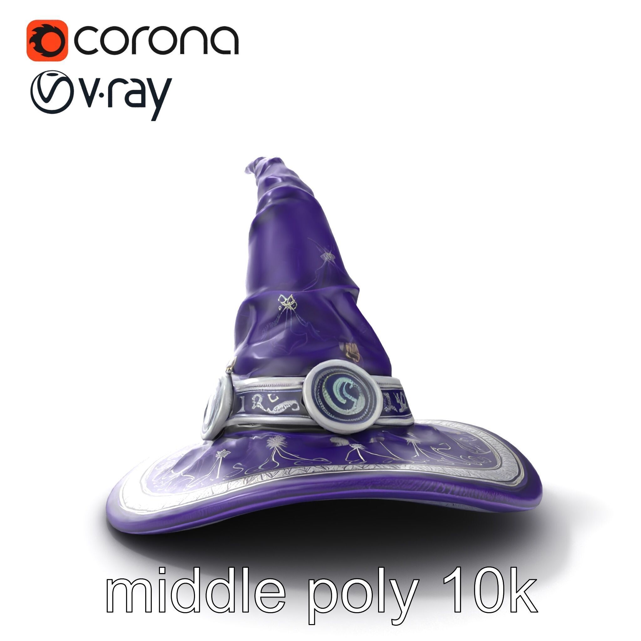 3D model Mystical Wizard Hat with Runes model pack VR / AR / low-poly ...