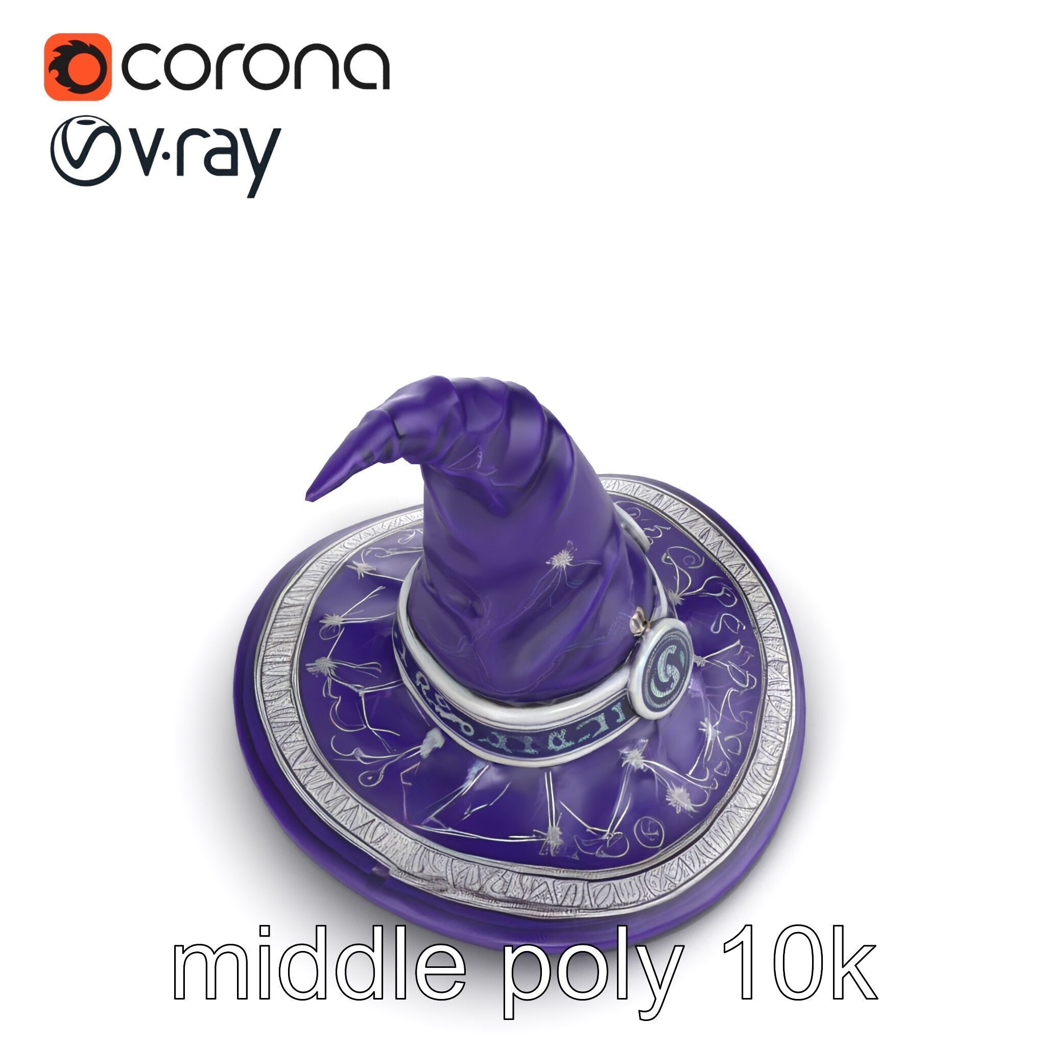 3D model Mystical Wizard Hat with Runes model pack VR / AR / low-poly ...