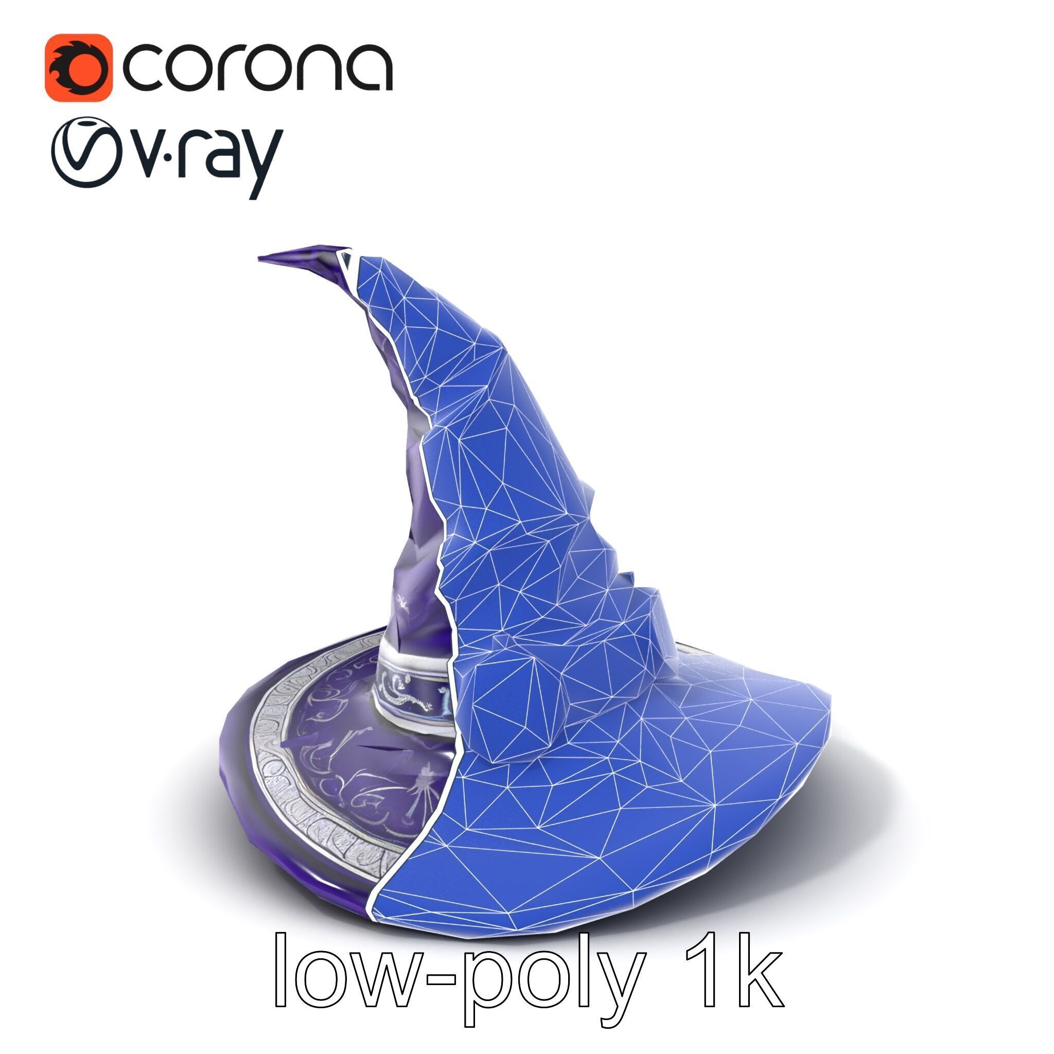 3D model Mystical Wizard Hat with Runes model pack VR / AR / low-poly ...