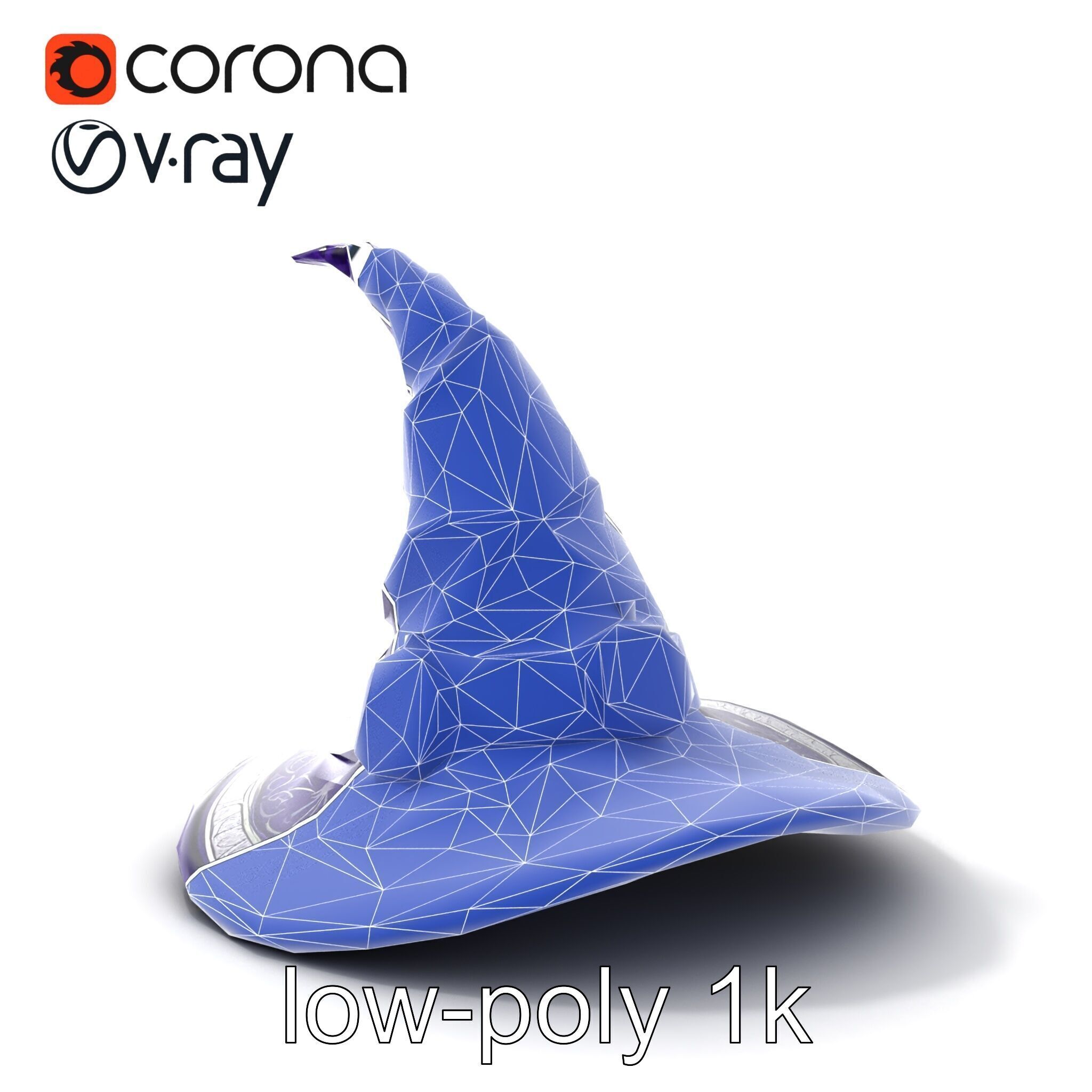 3D model Mystical Wizard Hat with Runes model pack VR / AR / low-poly ...