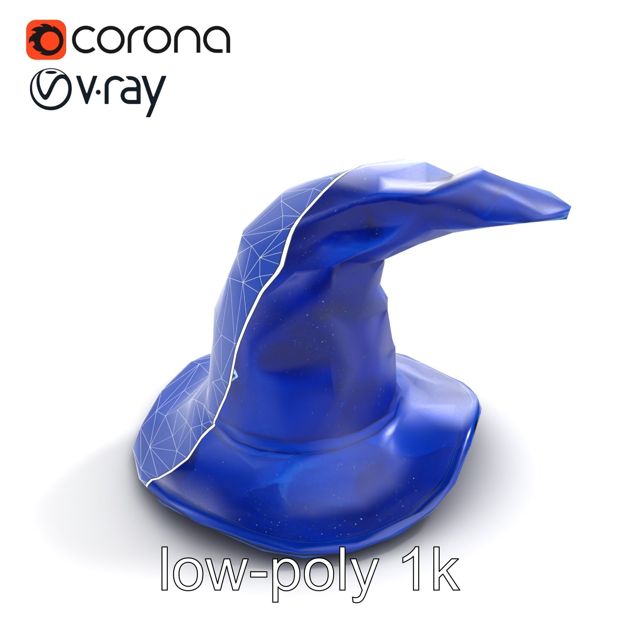 3D model Merlin Wizards Hat Royal Blue model pack VR / AR / low-poly ...