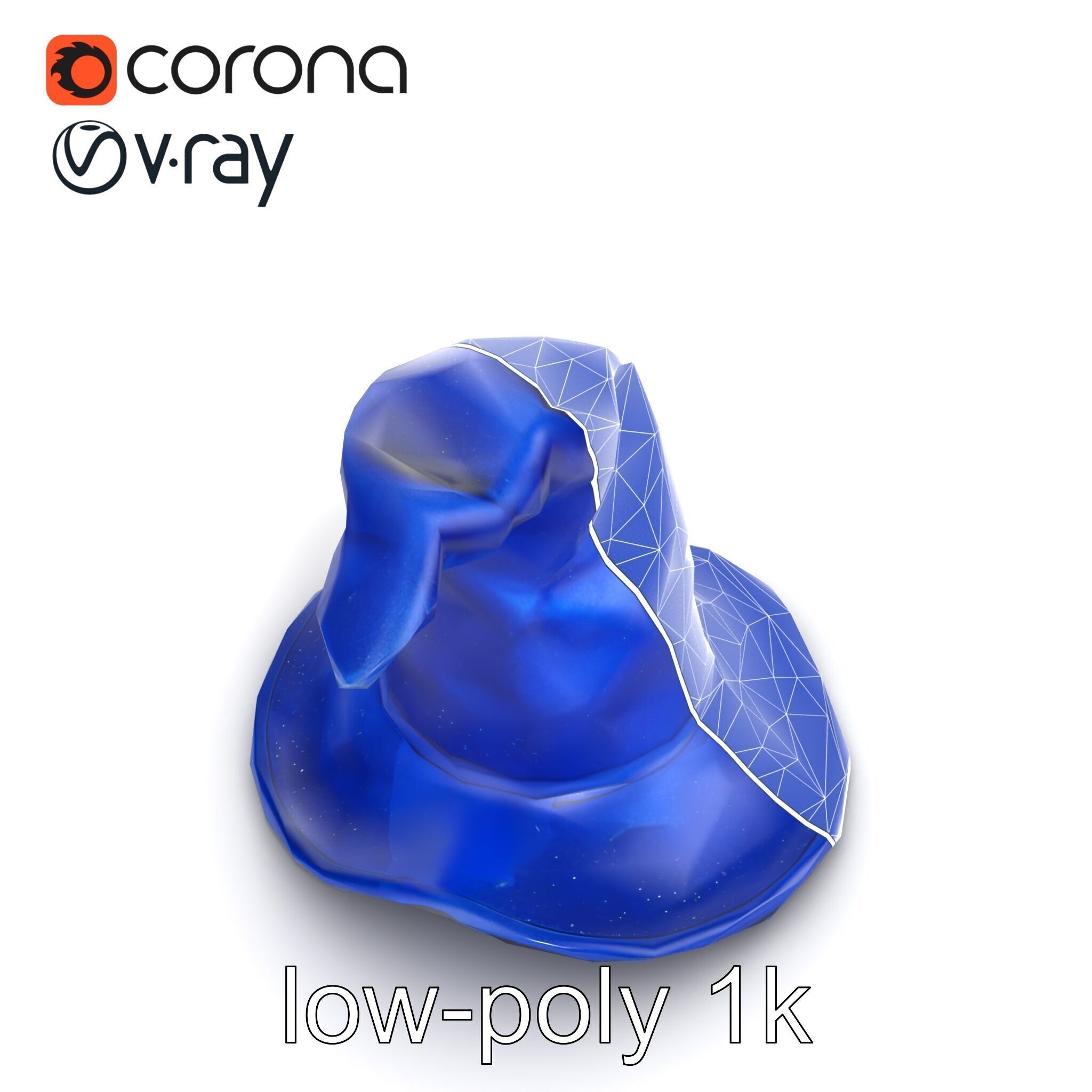 3D model Merlin Wizards Hat Royal Blue model pack VR / AR / low-poly ...