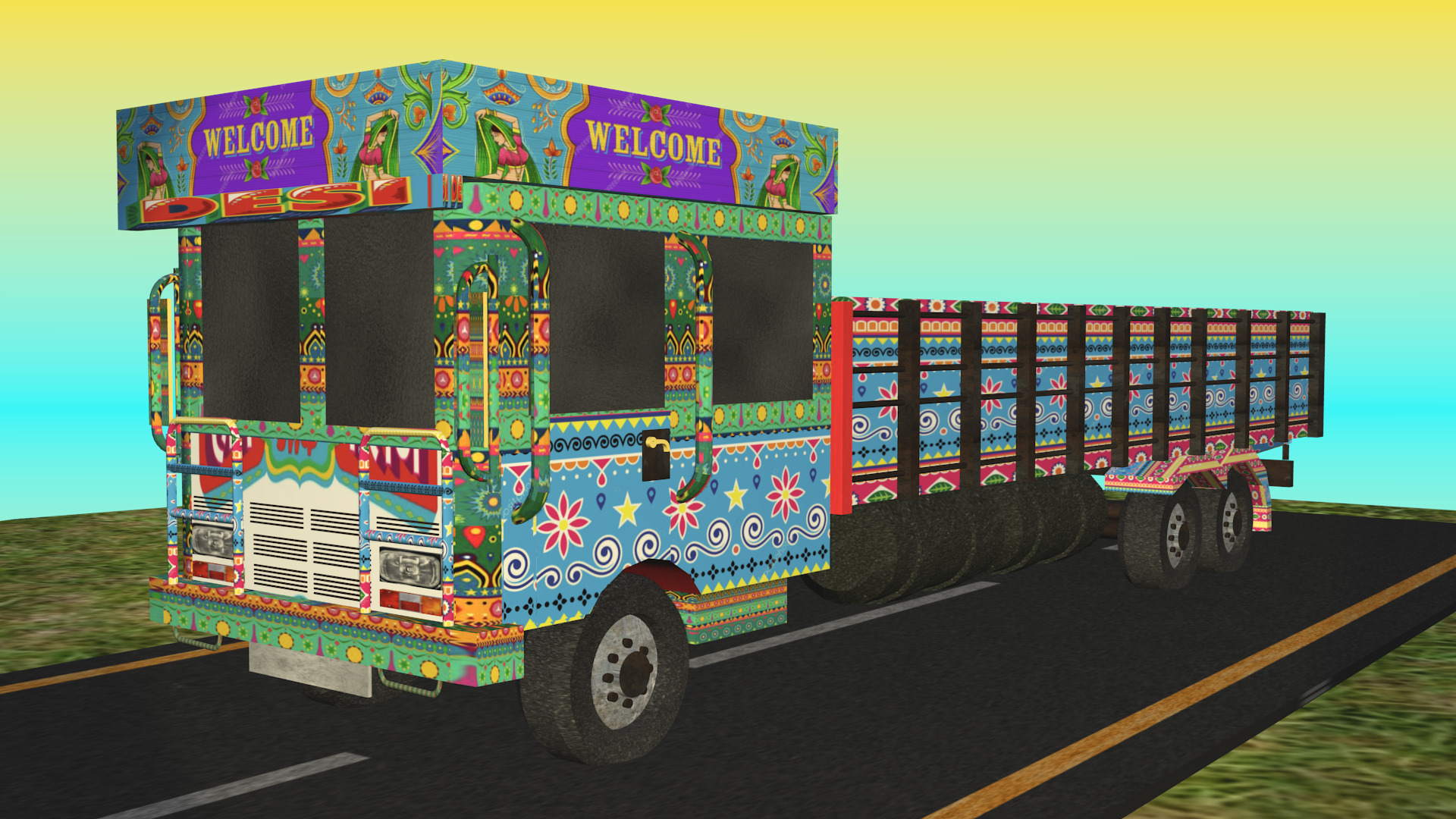 3D model Indian Truck Model Type 1 VR / AR / low-poly | CGTrader