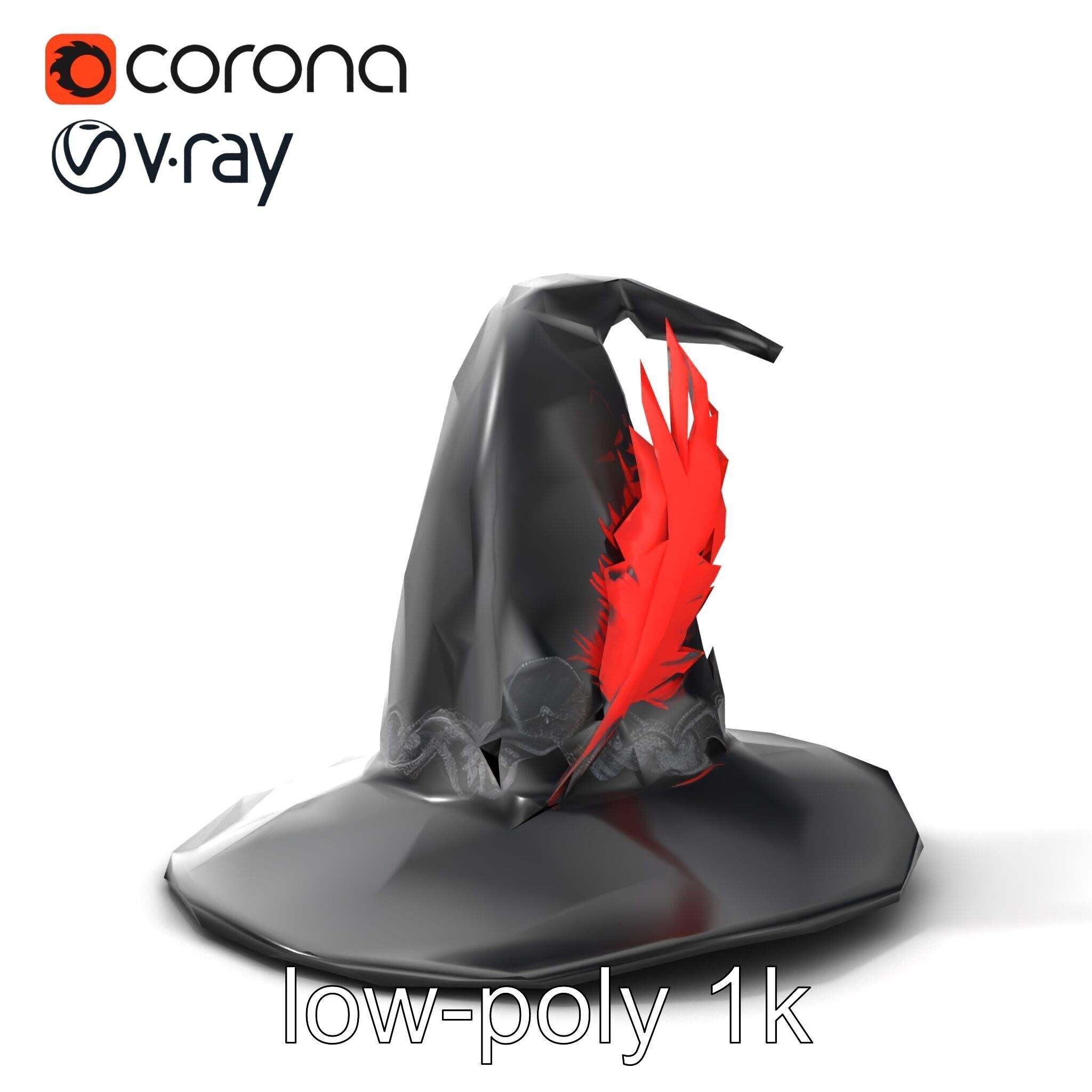 3D model Gothic Enchanted Black Magic Hat model pack VR / AR / low-poly ...