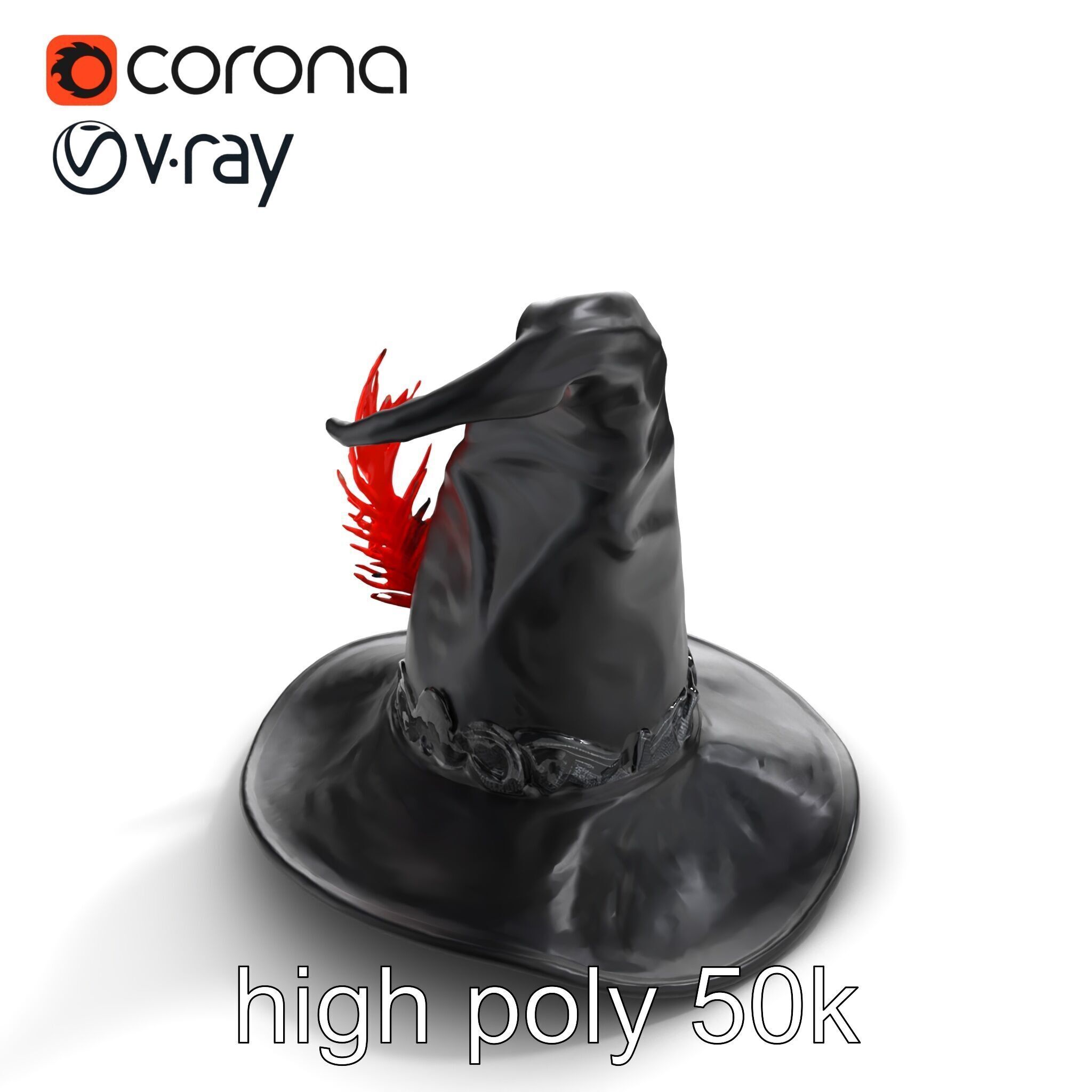 3D model Gothic Enchanted Black Magic Hat model pack VR / AR / low-poly ...