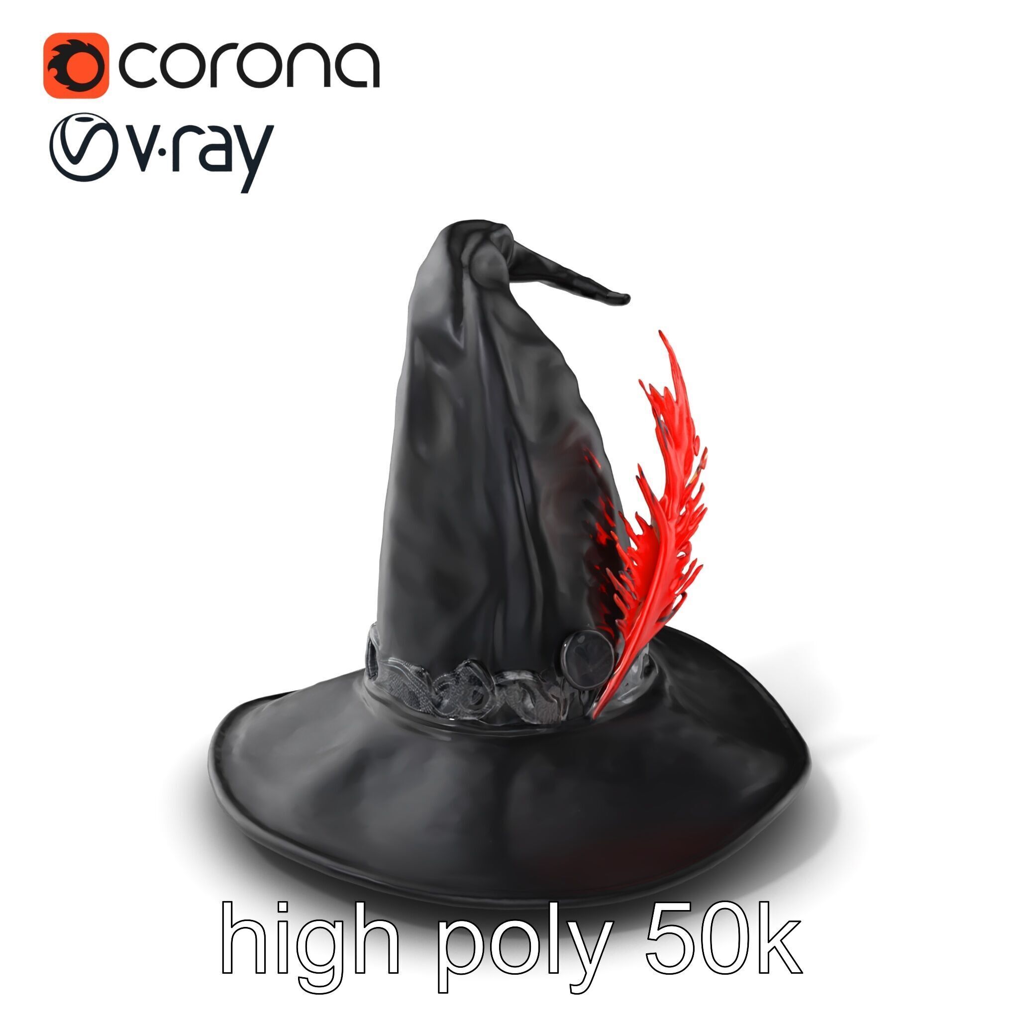 3D model Gothic Enchanted Black Magic Hat model pack VR / AR / low-poly ...