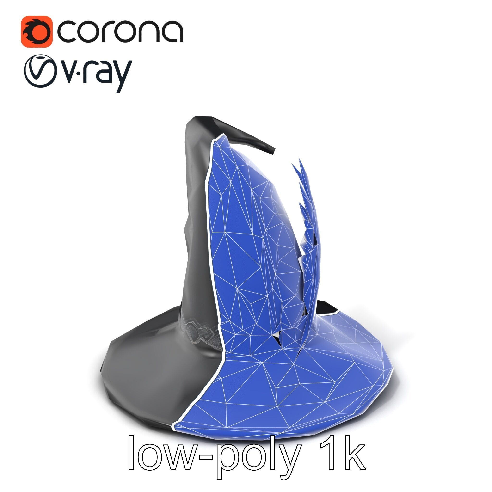 3D model Gothic Enchanted Black Magic Hat model pack VR / AR / low-poly ...