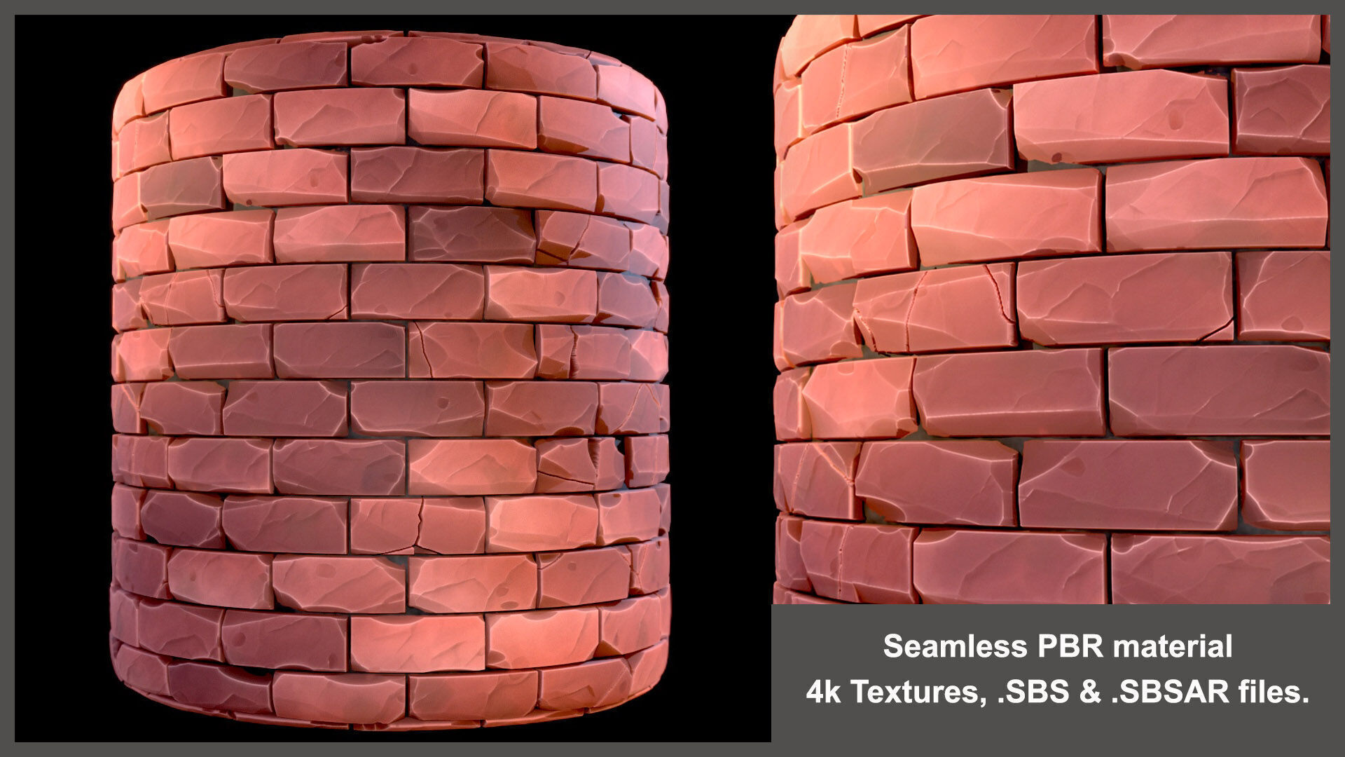 Texture Brick Wall Stylized Substance PBR material and textures VR / AR ...