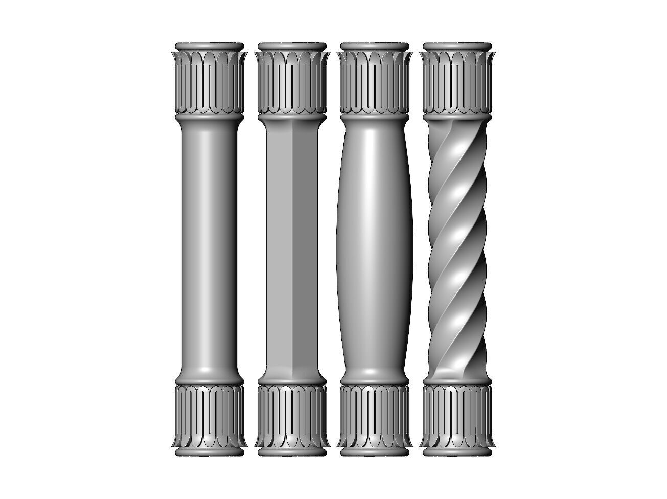 Rounded leaf scroll moroccan arabic miniature pillar columns 3D model ...