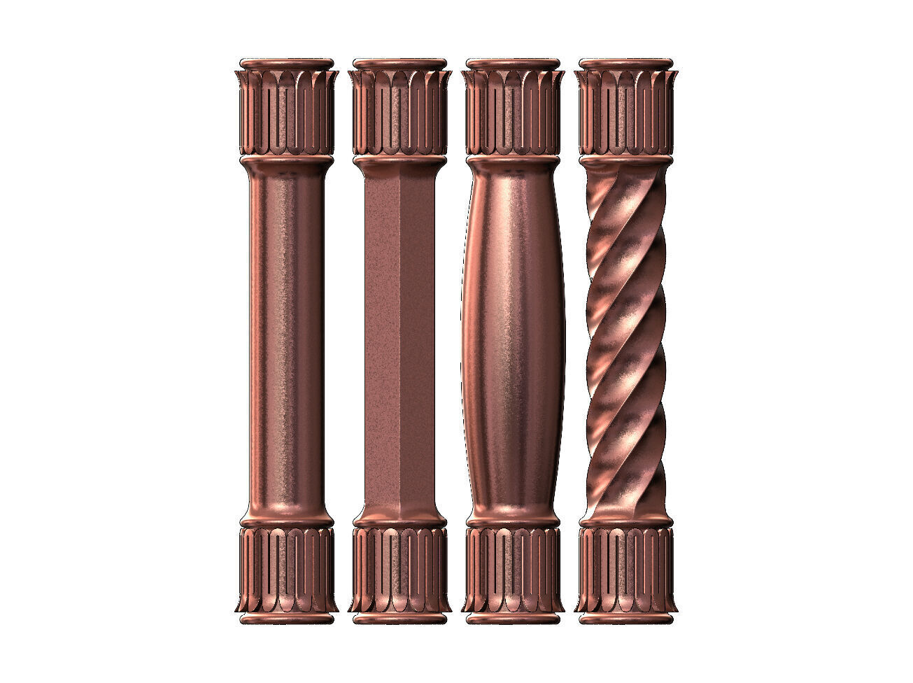 Rounded leaf scroll moroccan arabic miniature pillar columns 3D model ...