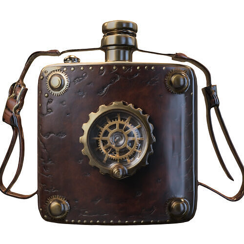Steampunk Gear Flask Vintage Mechanical Bottle 3D model | CGTrader