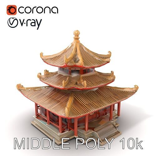 3D model Taoist Temple Architecture Model Pack with Curved Roofs VR ...