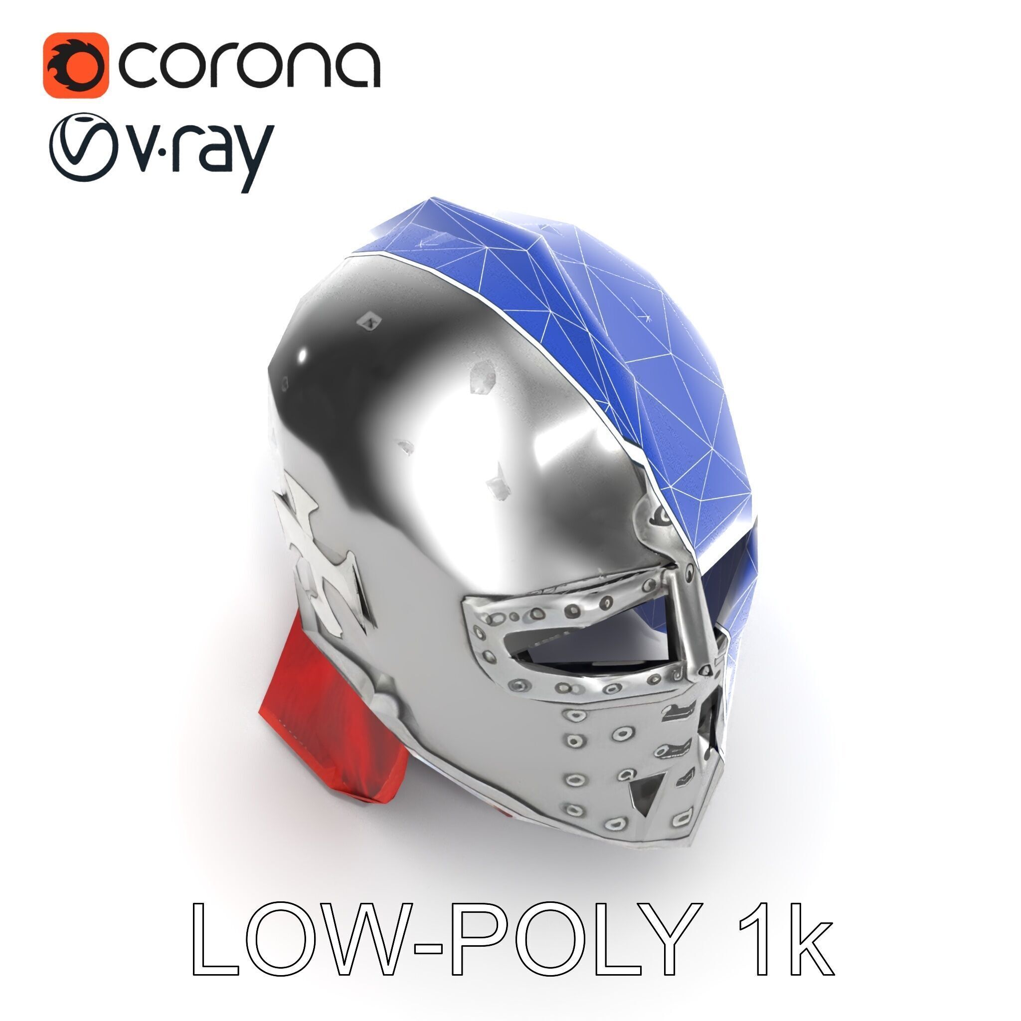 3D model Templar Knight Helmet Medieval model pack VR / AR / low-poly ...