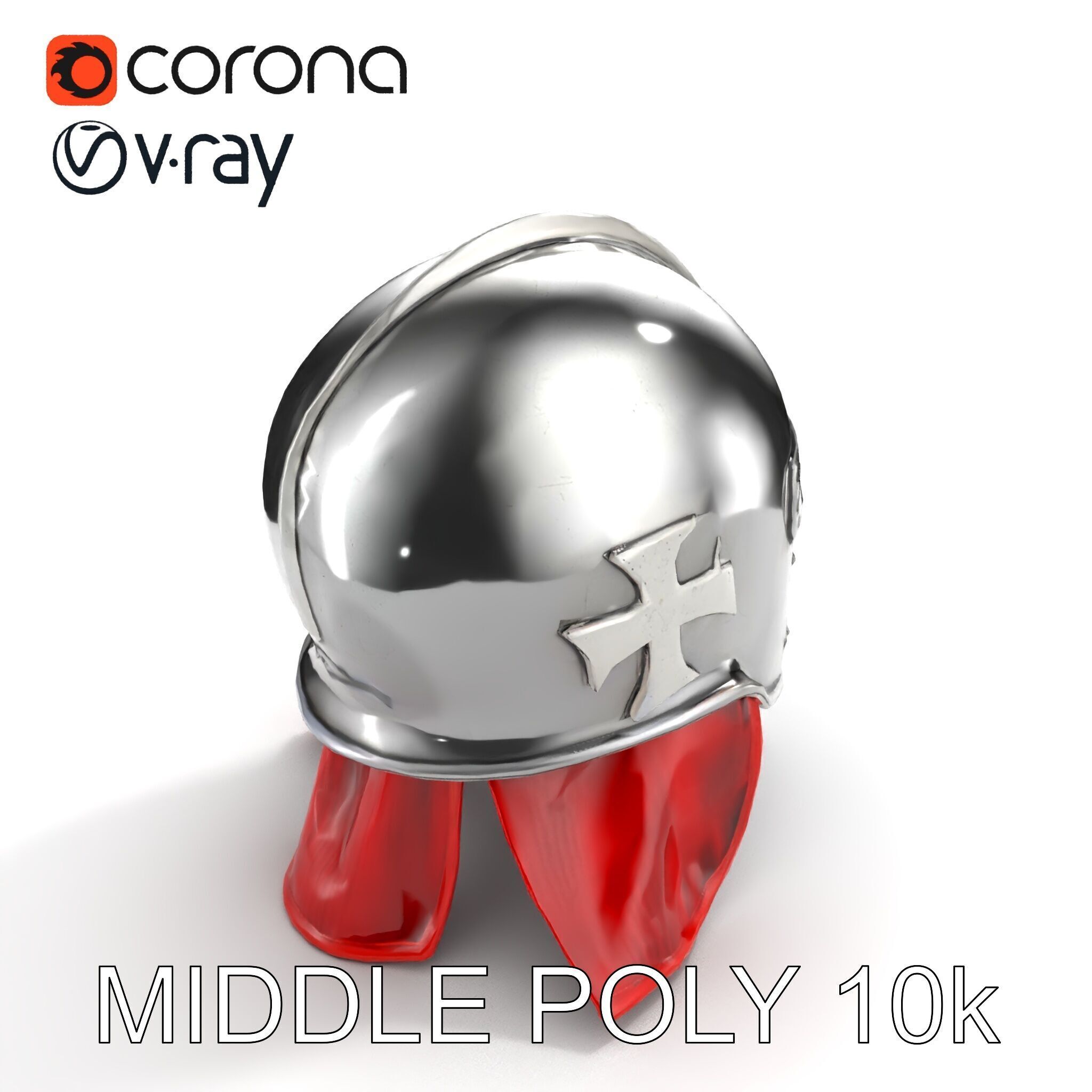 3D model Templar Knight Helmet Medieval model pack VR / AR / low-poly ...