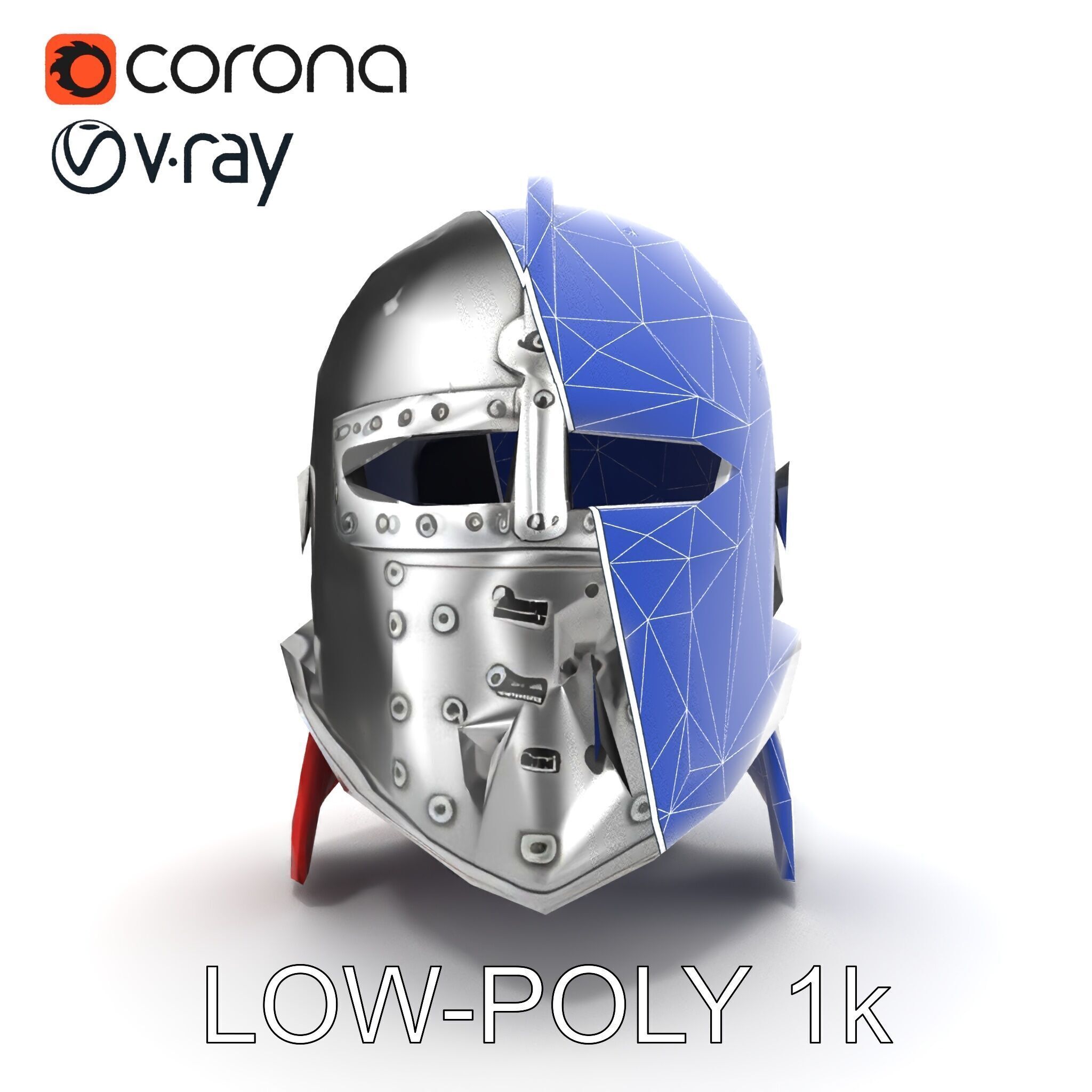 3D model Templar Knight Helmet Medieval model pack VR / AR / low-poly ...