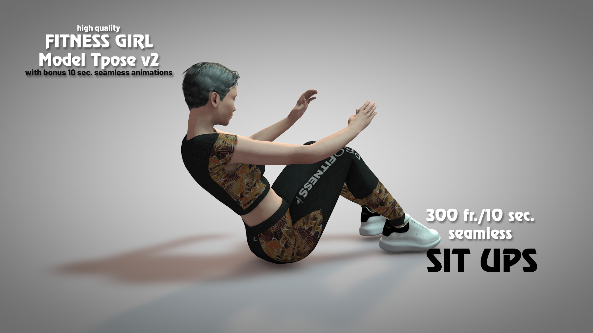 Fitness Girl T-Pose v2 3D model animated rigged | CGTrader