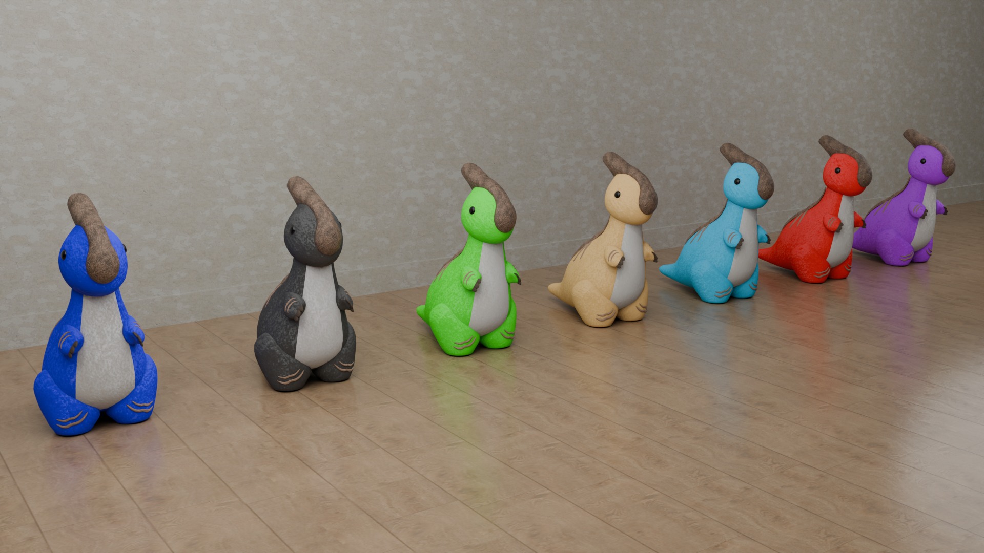 3D Model Collection Dinosaur Plush Toys Duo Set - T-Rex and ...