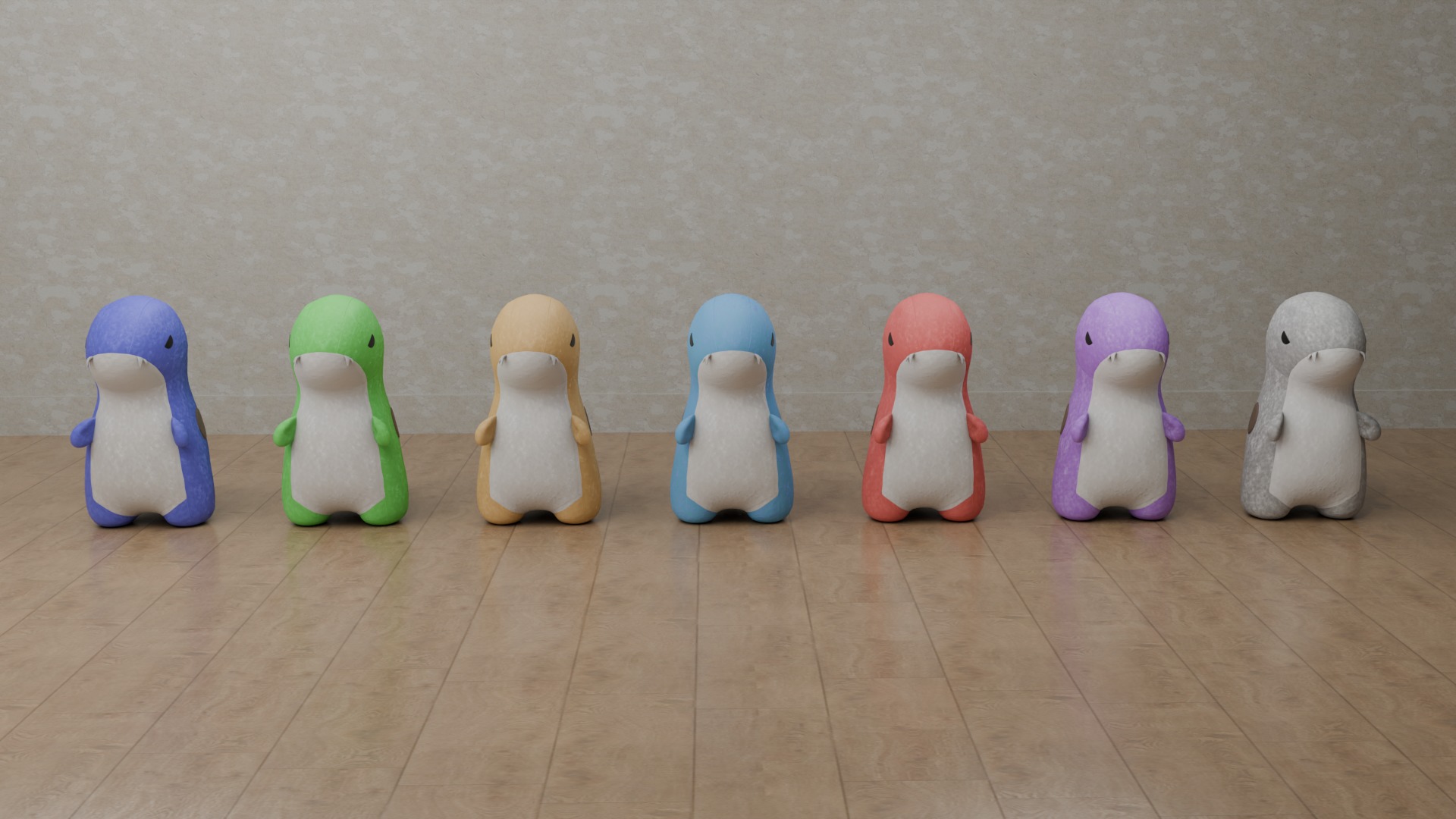 3D Model Collection Dinosaur Plush Toys Duo Set - T-Rex and ...