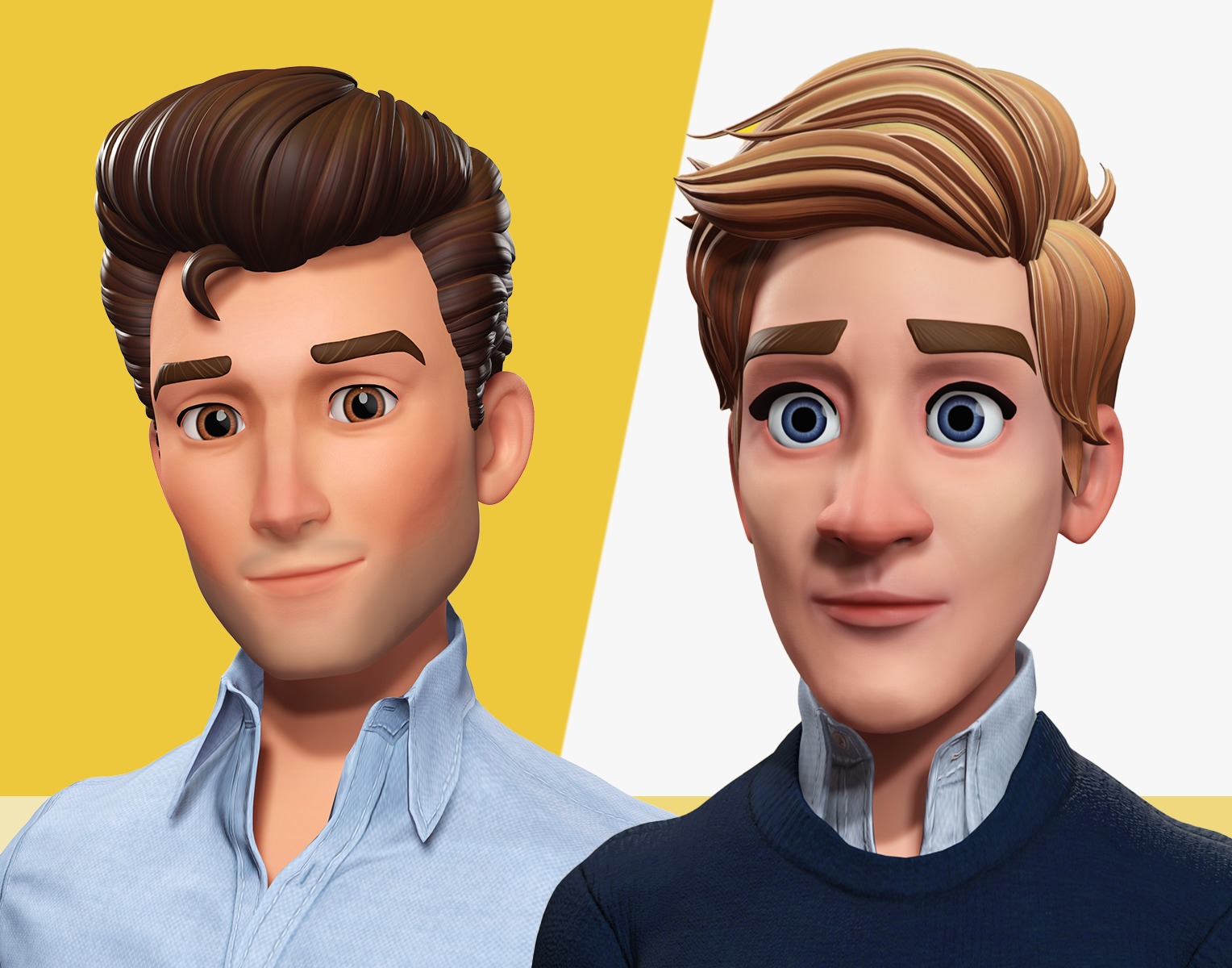 3D Model Collection Stylized Cartoon Men - Rigged RealTime 3D Pack VR / AR / low-poly | CGTrader