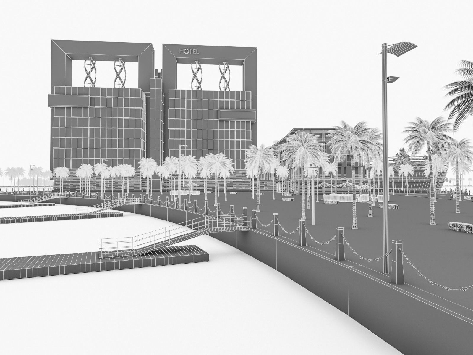 3D model Hotel Beach Resort VR / AR / low-poly | CGTrader