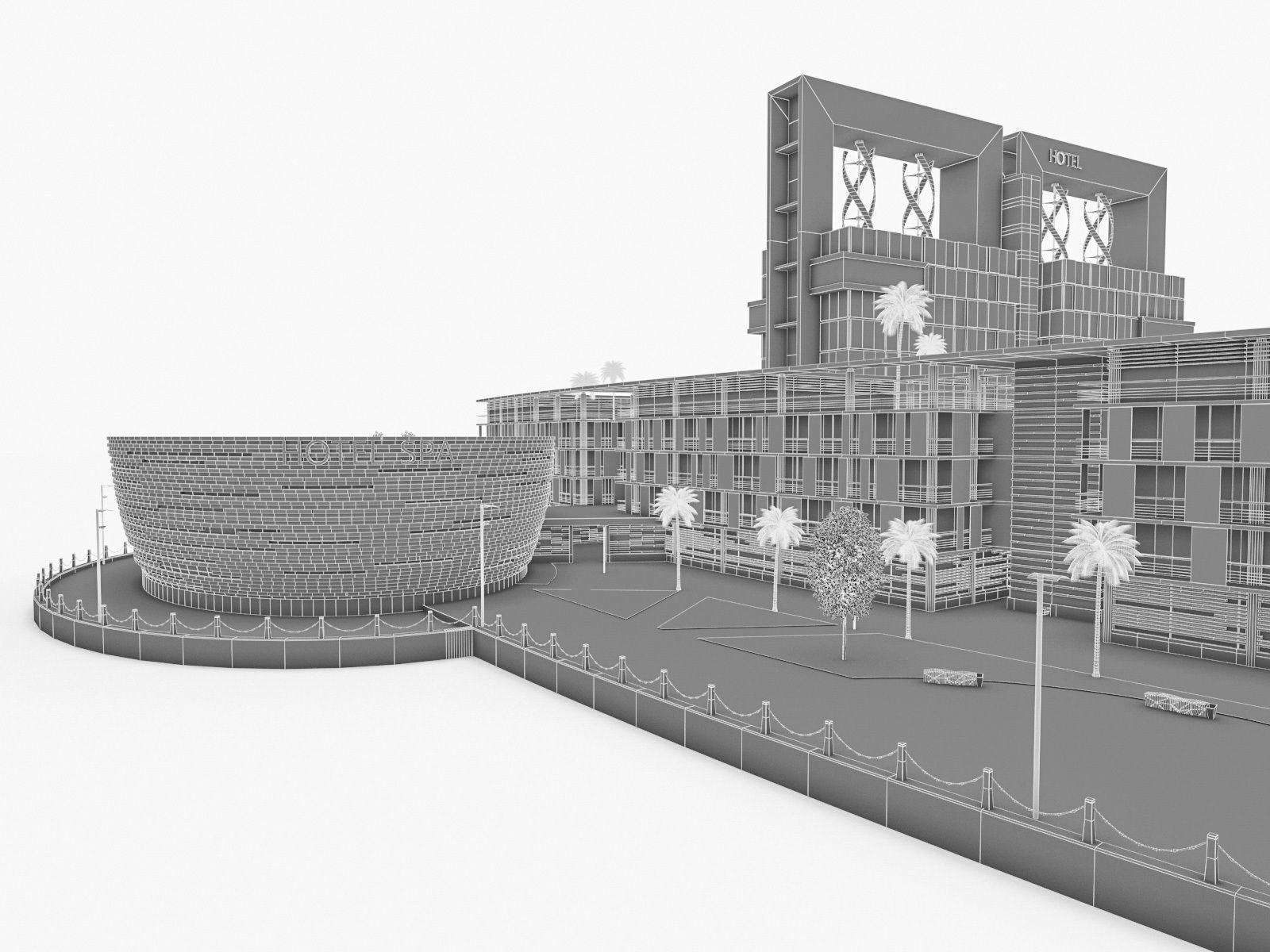 3D model Hotel Beach Resort VR / AR / low-poly | CGTrader