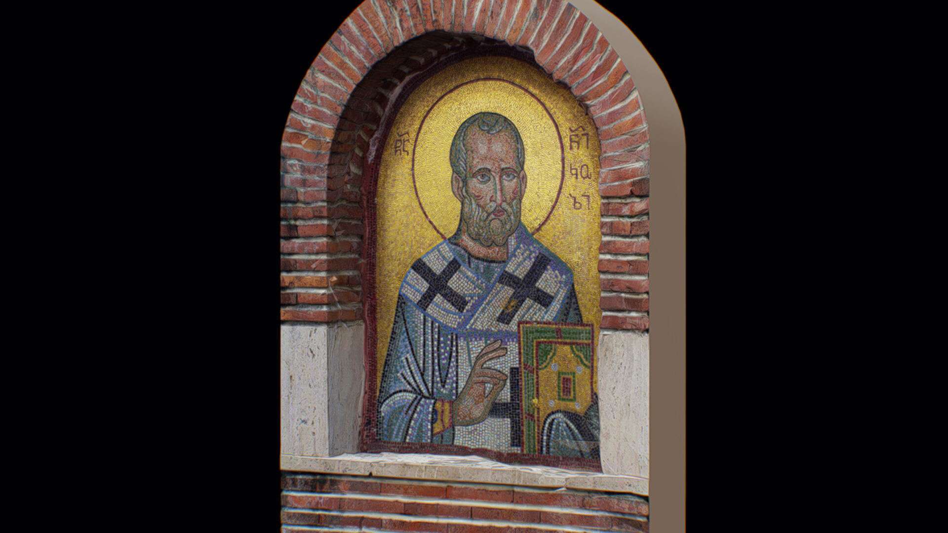 3D model Mosaic Orthodox Icon Grandfather Priest Monk Cultural Art VR ...
