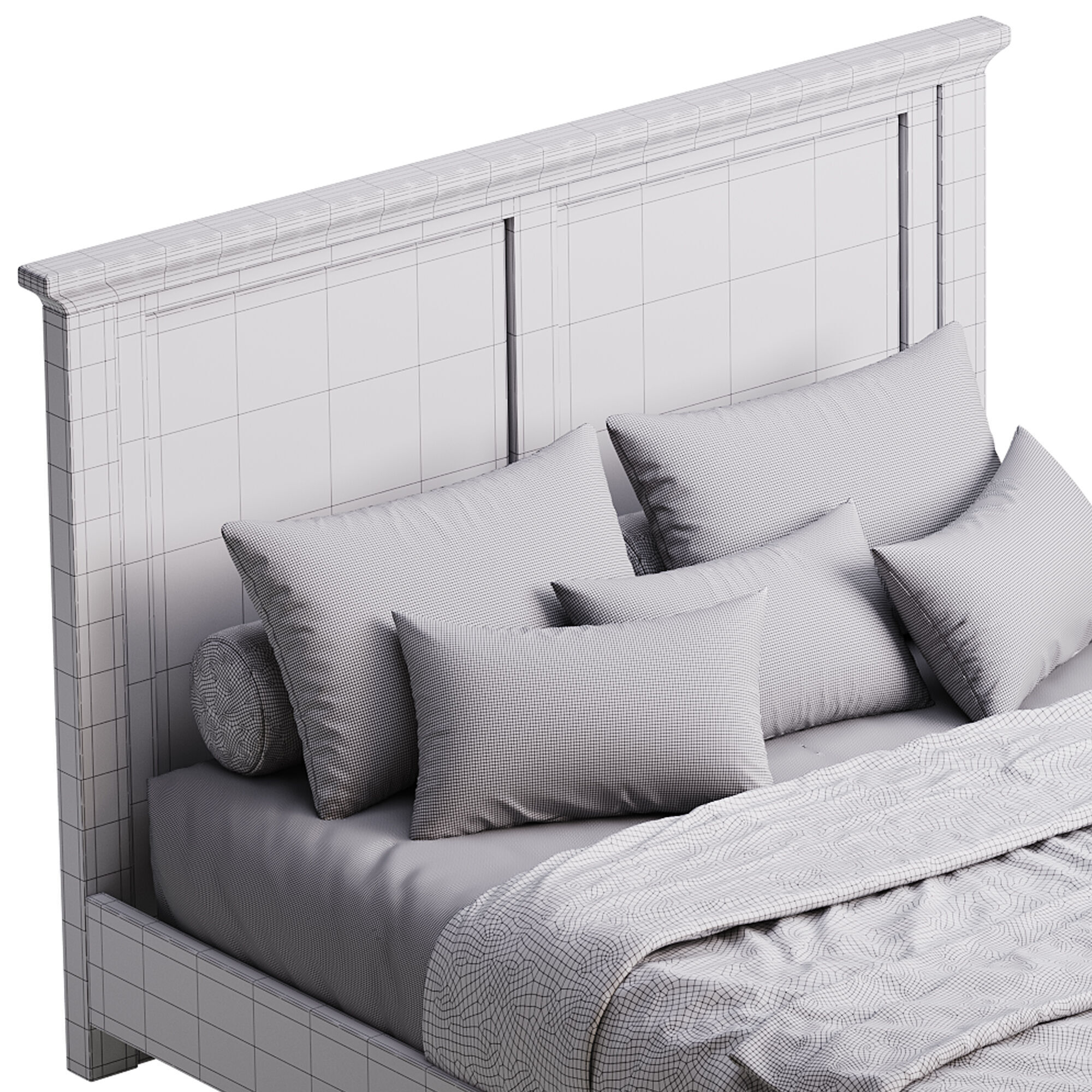 Solid Wood Panel Bed 3D model | CGTrader