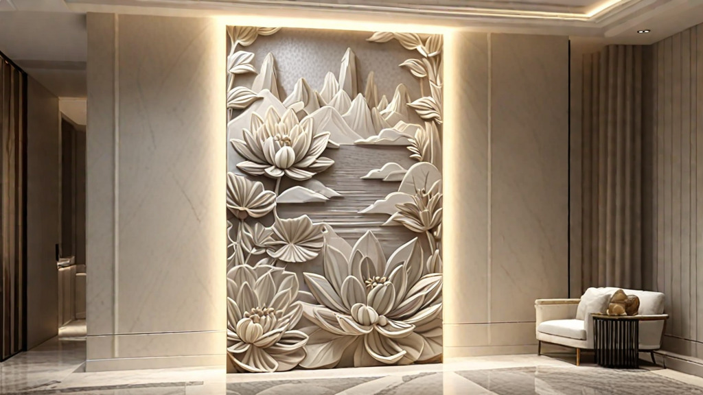 modern panel wall decor set wall relief mural CNC 147 3D 3D model ...