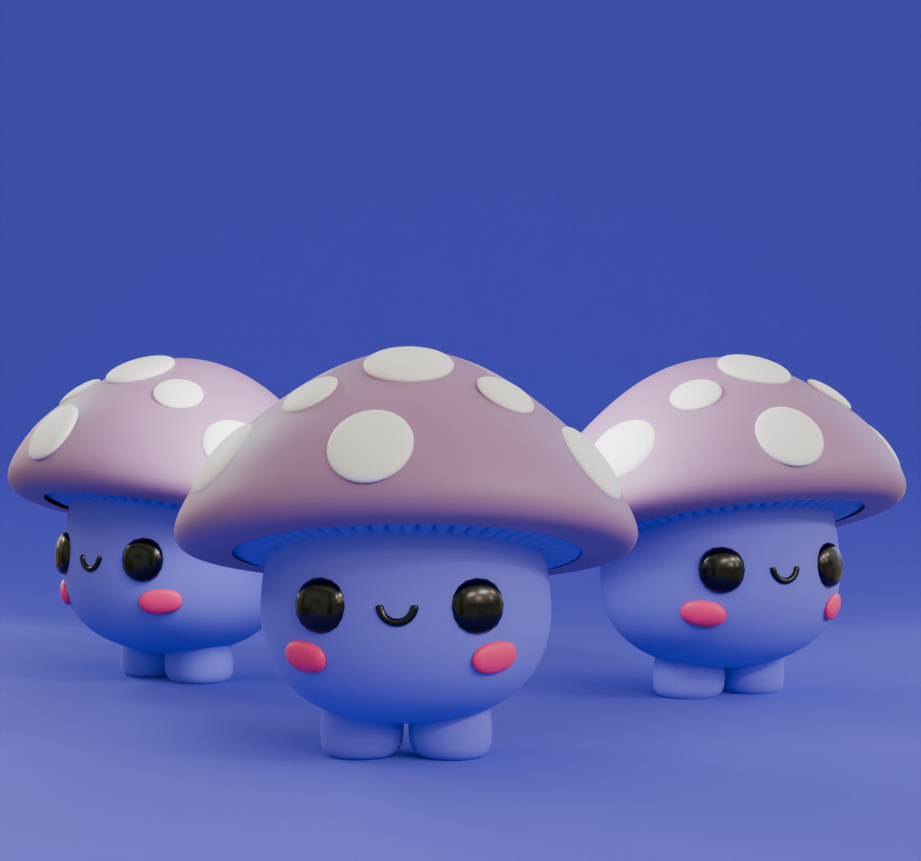 Cute Mushroom Kawaii Chibi Model free VR / AR / low-poly 3D model ...