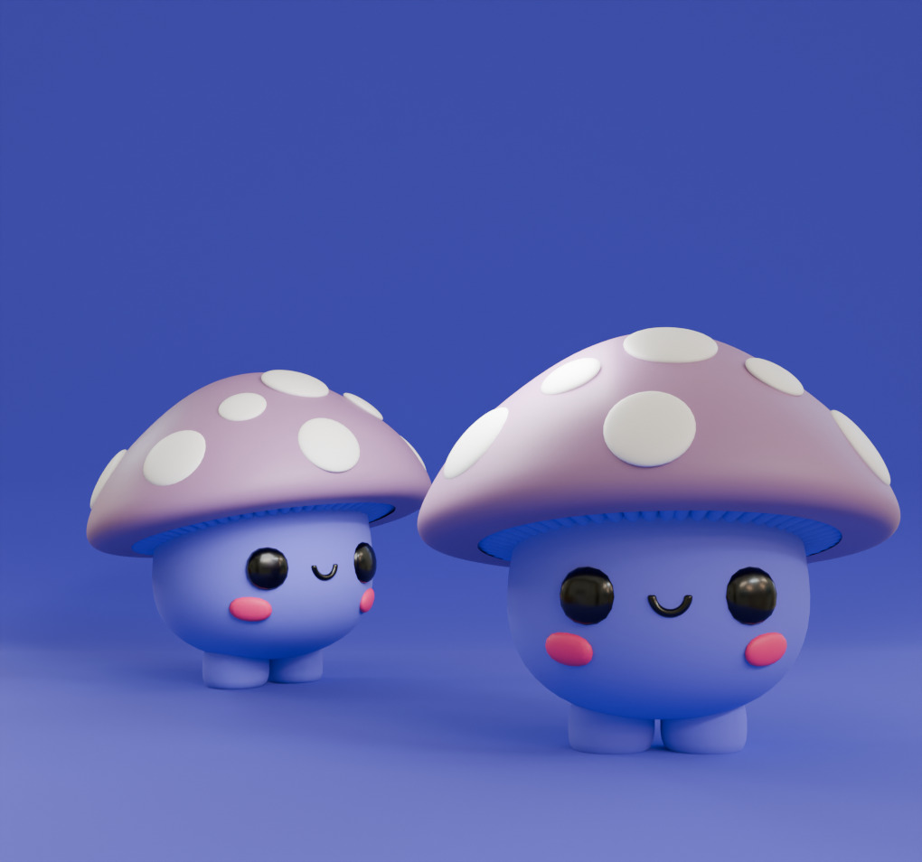 Cute Mushroom Kawaii Chibi Model free VR / AR / low-poly 3D model ...