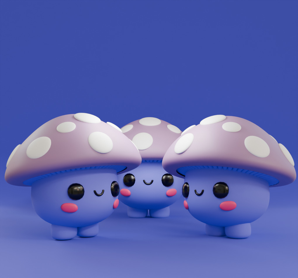 Cute Mushroom Kawaii Chibi Model free VR / AR / low-poly 3D model ...