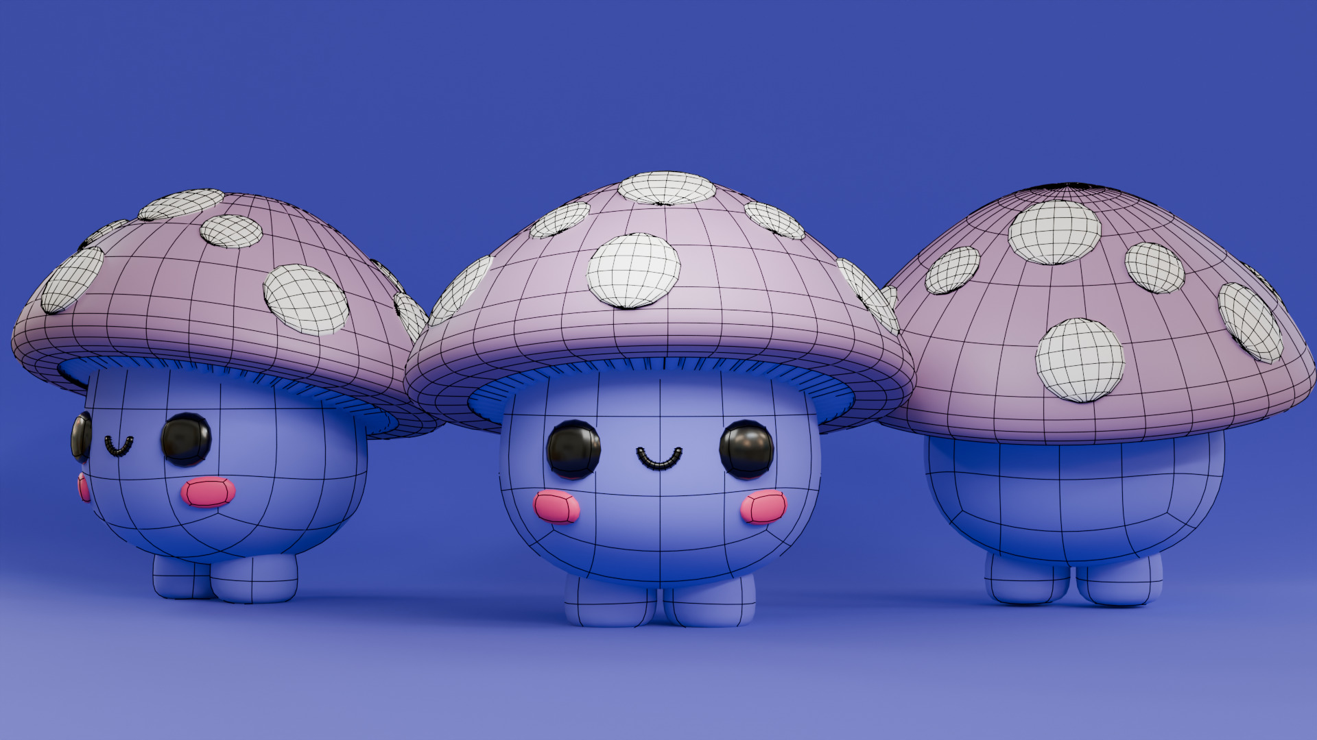 Cute Mushroom Kawaii Chibi Model free VR / AR / low-poly 3D model ...